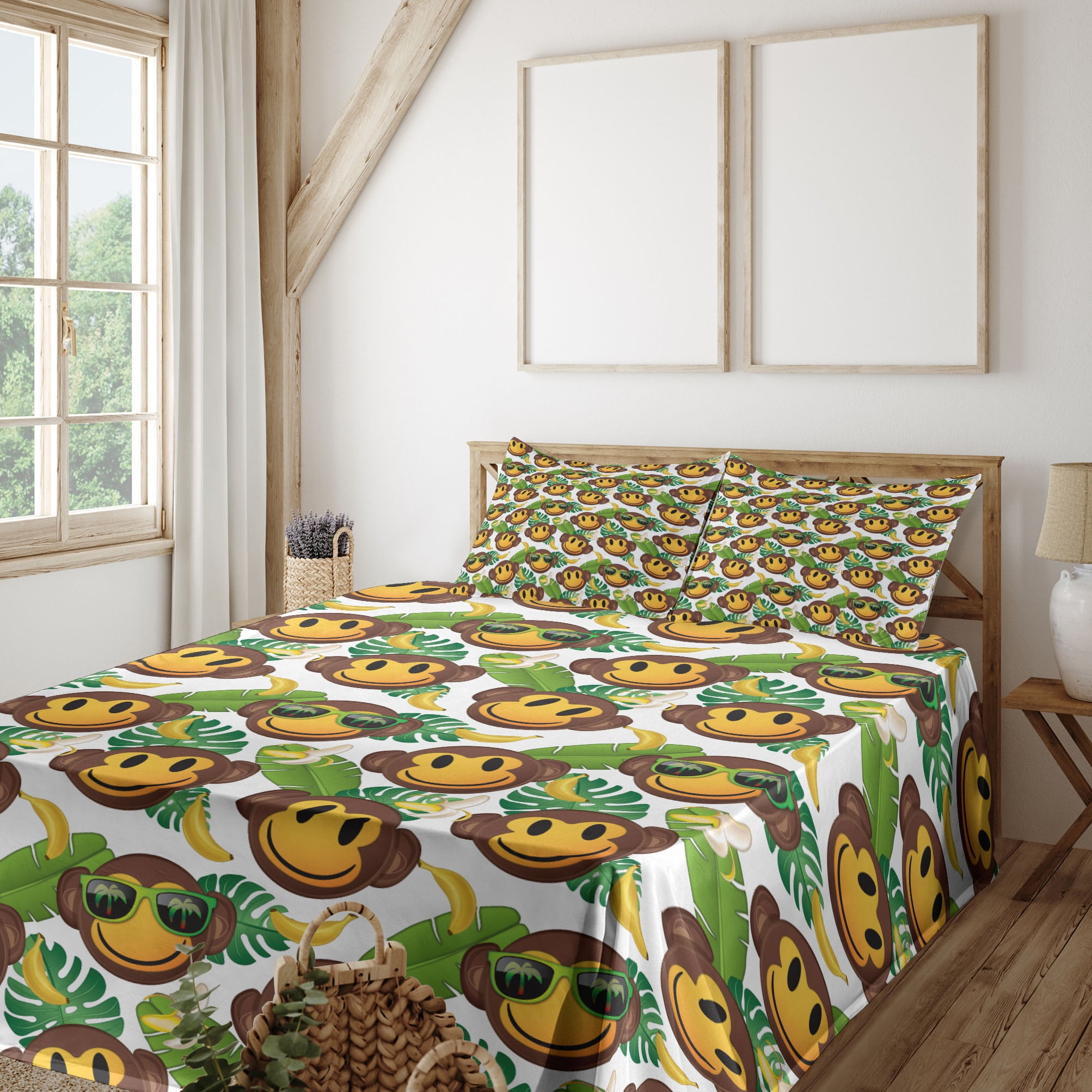 Emoji Sheet Set, Cheery Monkeys Banana Fruits and Leaves Jungle Fun ...