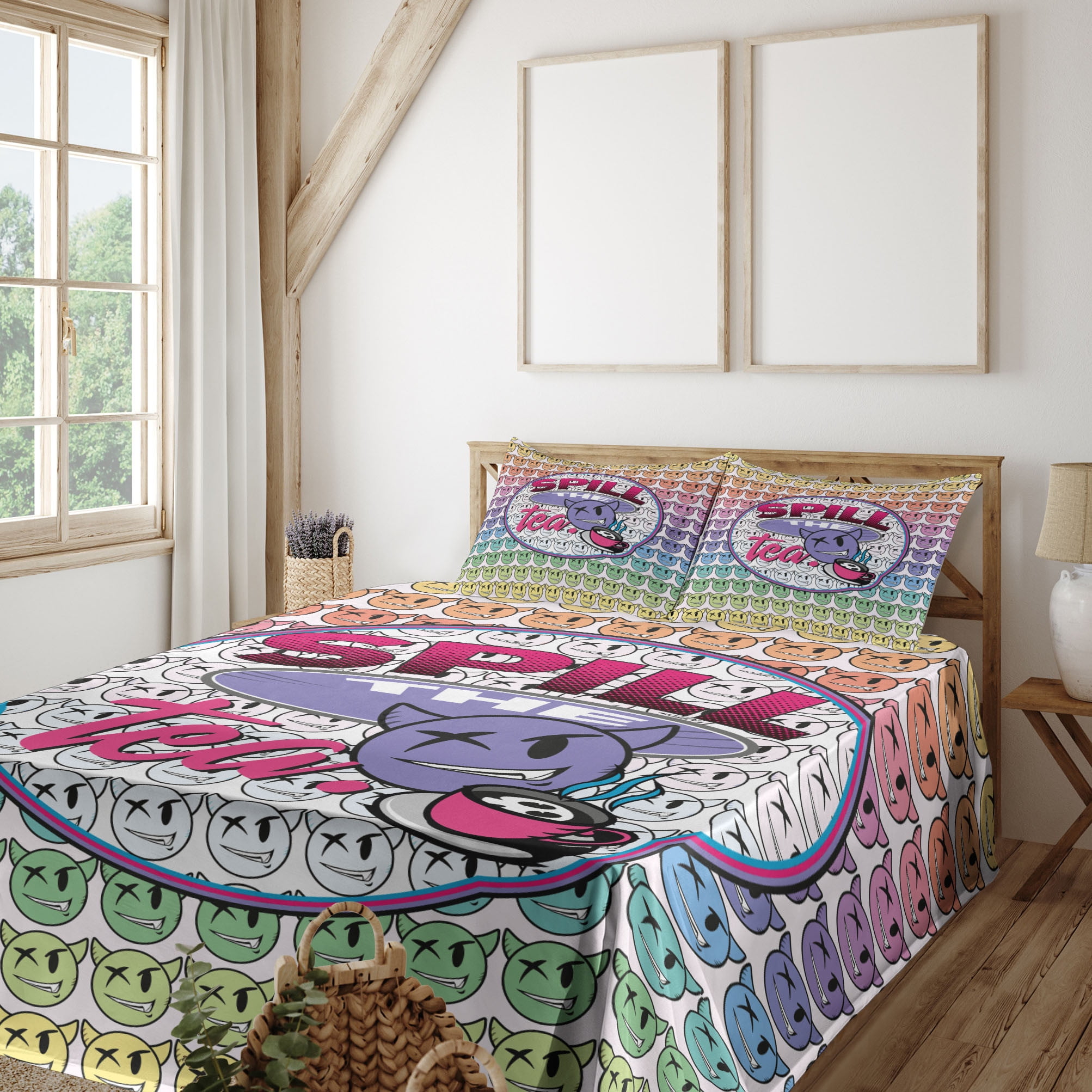 Emoji Sheet Set, Colorful Design Evil Faces X Shaped Eyes and Spill the ...