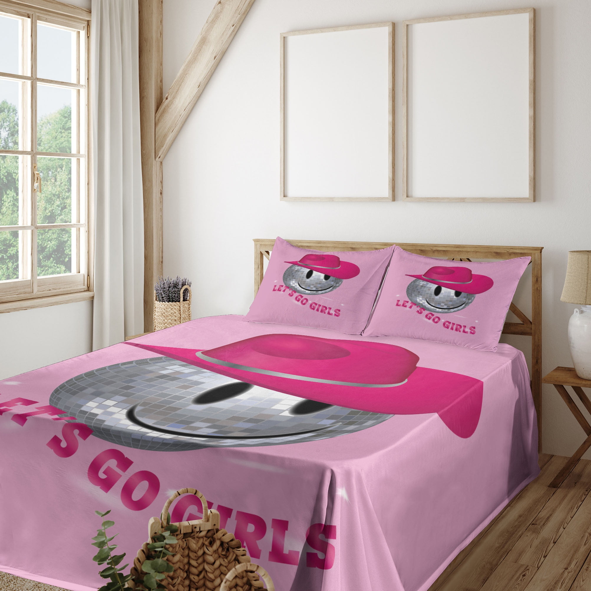 Emoji Sheet Set, Disco Ball in a Pinkish Cowboy Hat Let's Go Lettering ...