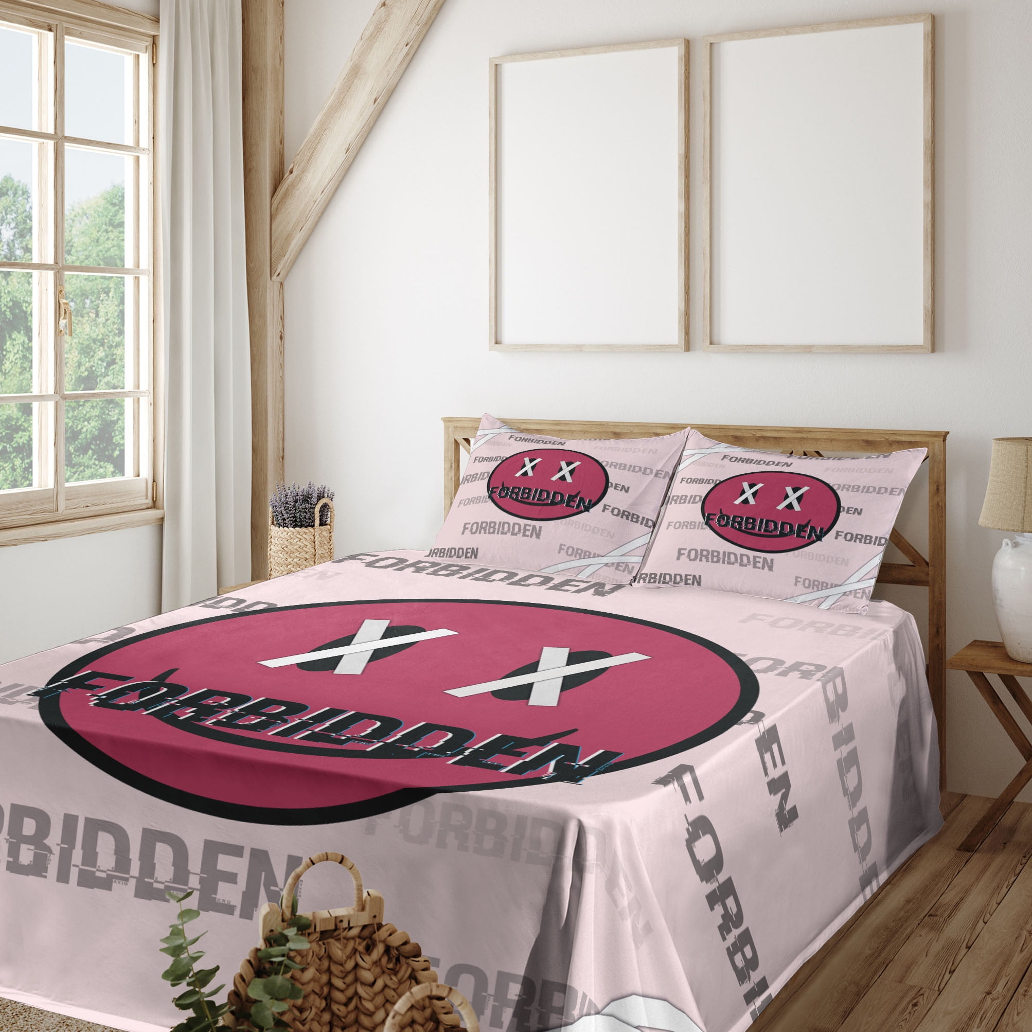 Emoji Sheet Set, Funny Face with X Ornamented Eyes and Writings Pattern ...