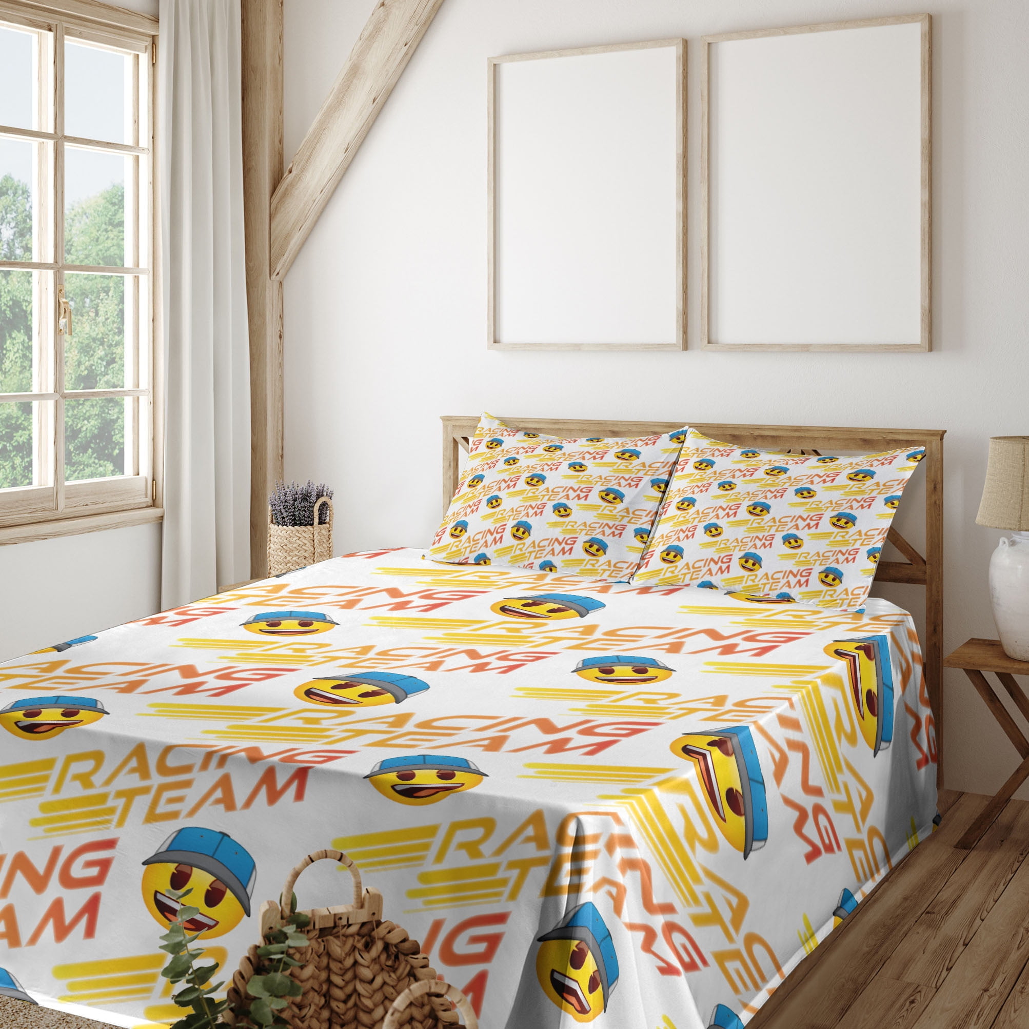 Emoji Sheet Set, Happy Smiling Character with a Hat and Racing Team ...