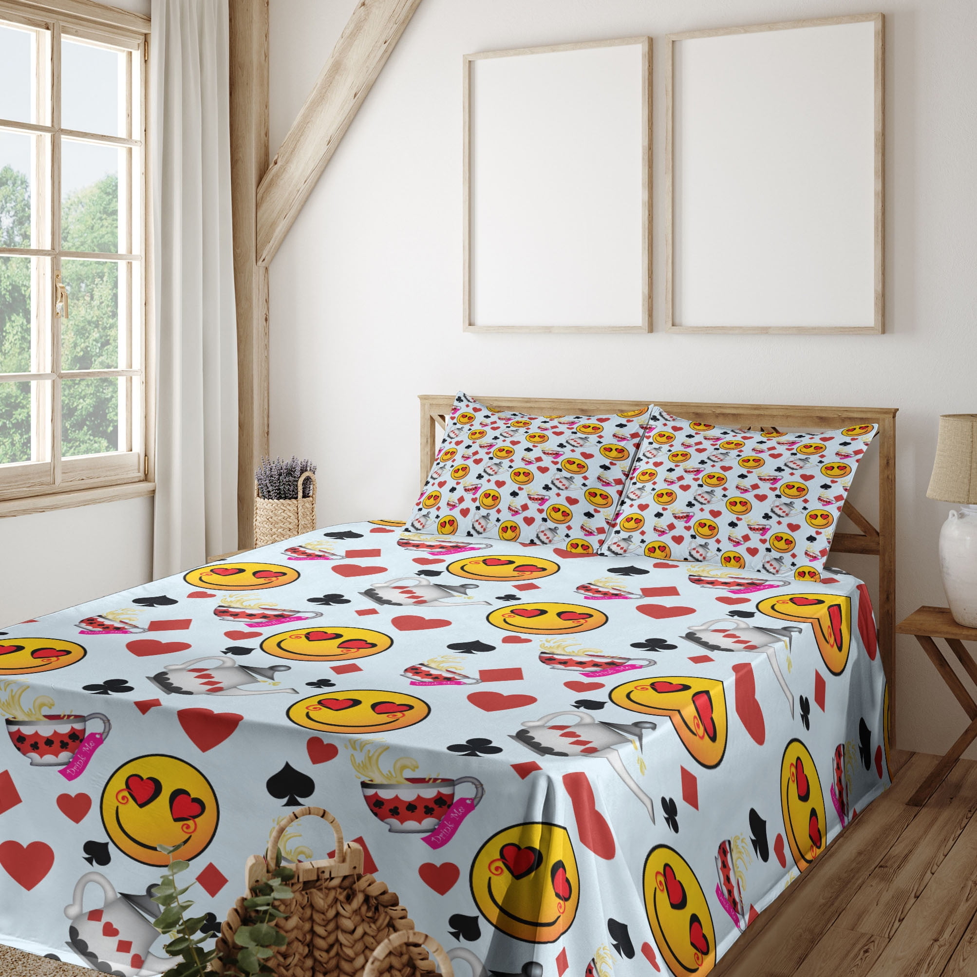 Emoji Sheet Set, Heart Spade Diamond Club Pattern with Teapots Funny ...