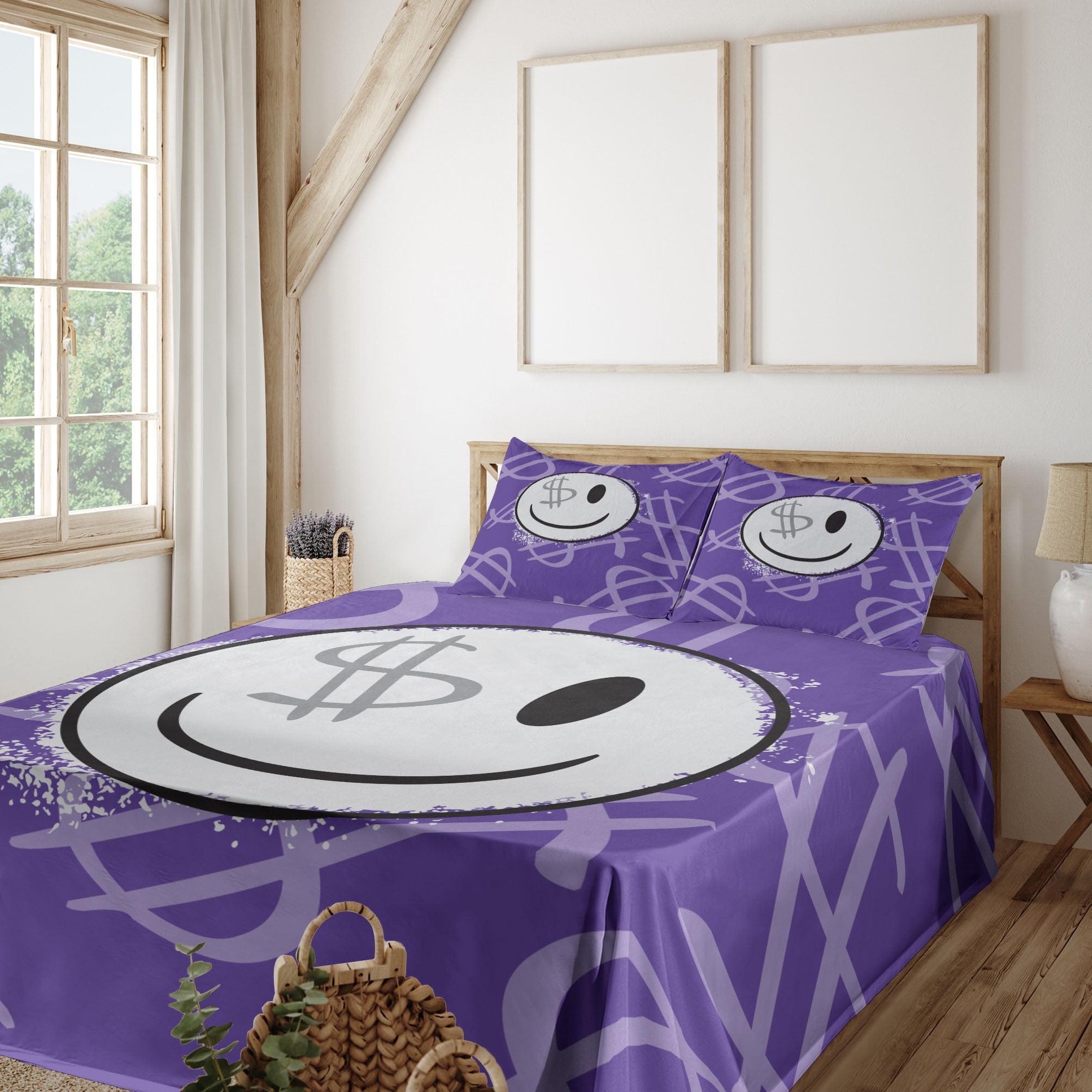 Emoji Sheet Set, Modern Money Themed Smiling Round Face with Dollar ...