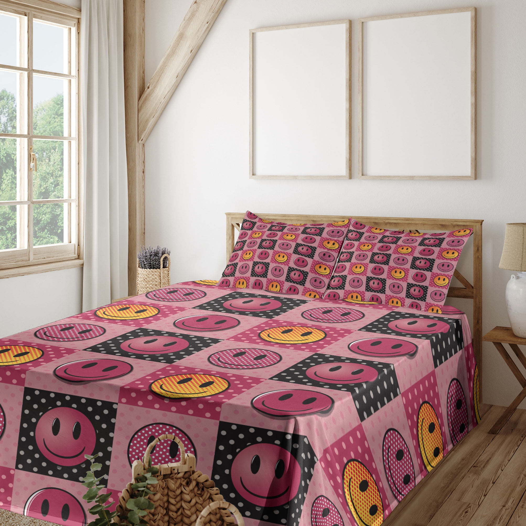 Emoji Sheet Set, Modern Polka Dot Ornamented Pop Art Design Smiling ...