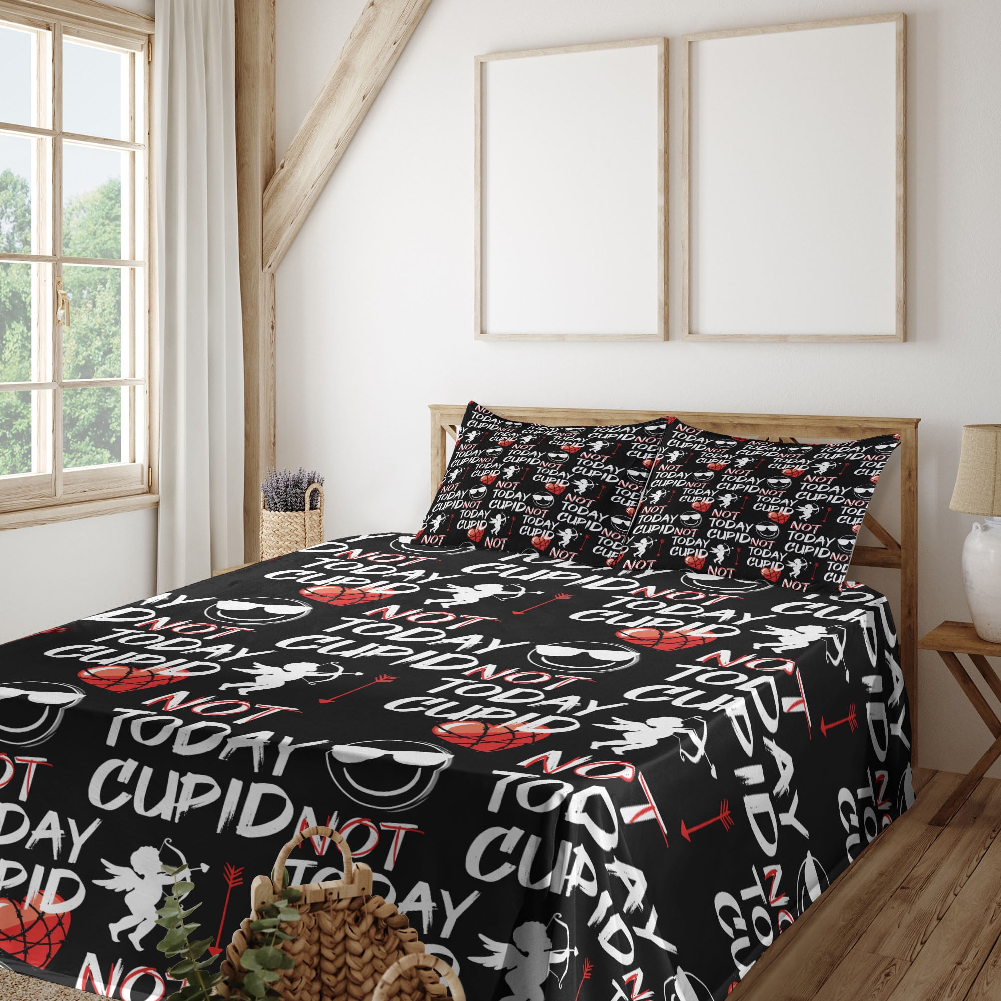 Emoji Sheet Set, Not Today Cupid Lettering with Hearts and Smiling Face ...