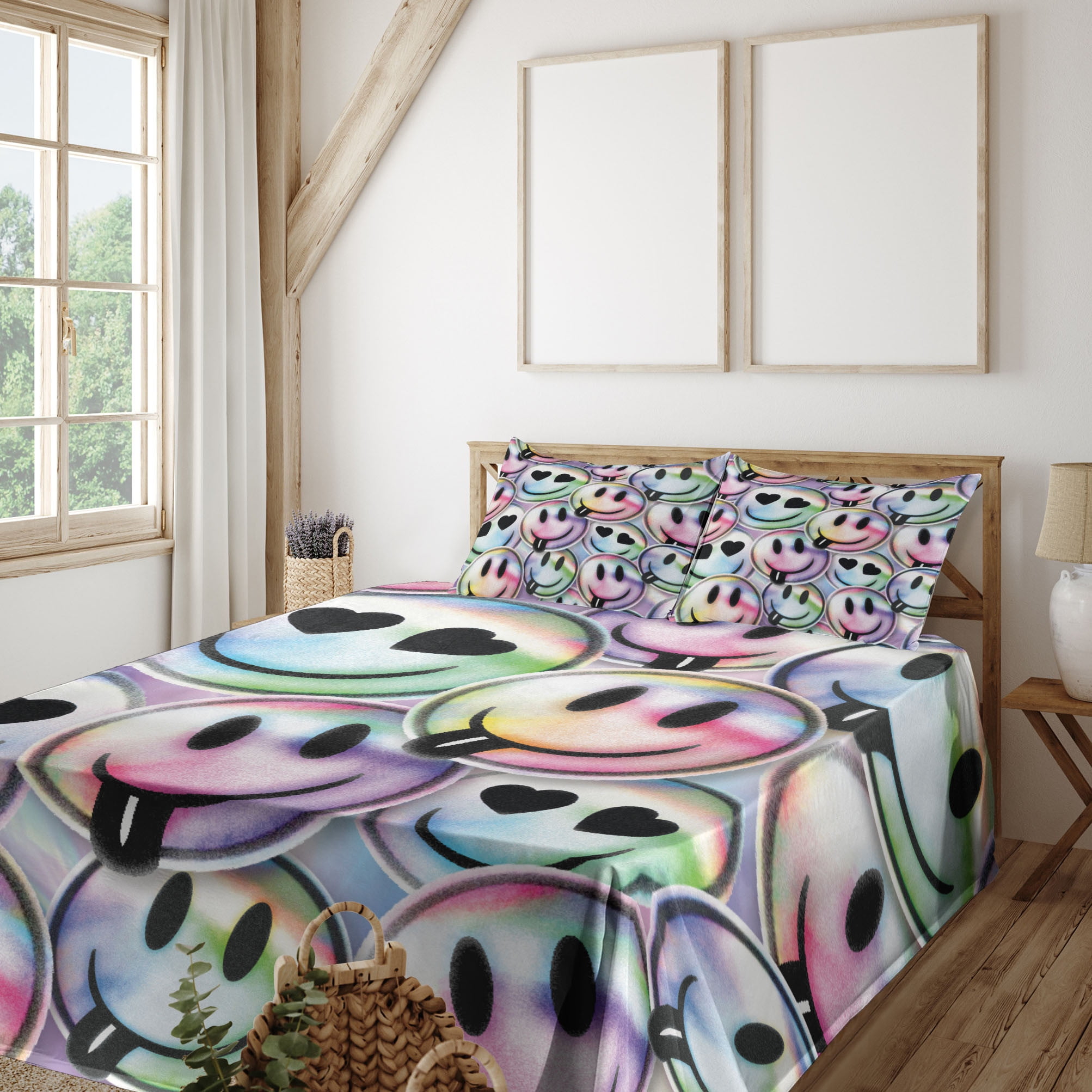 Emoji Sheet Set, Pastel Dreamy Colors Smiling Characters with Heart ...