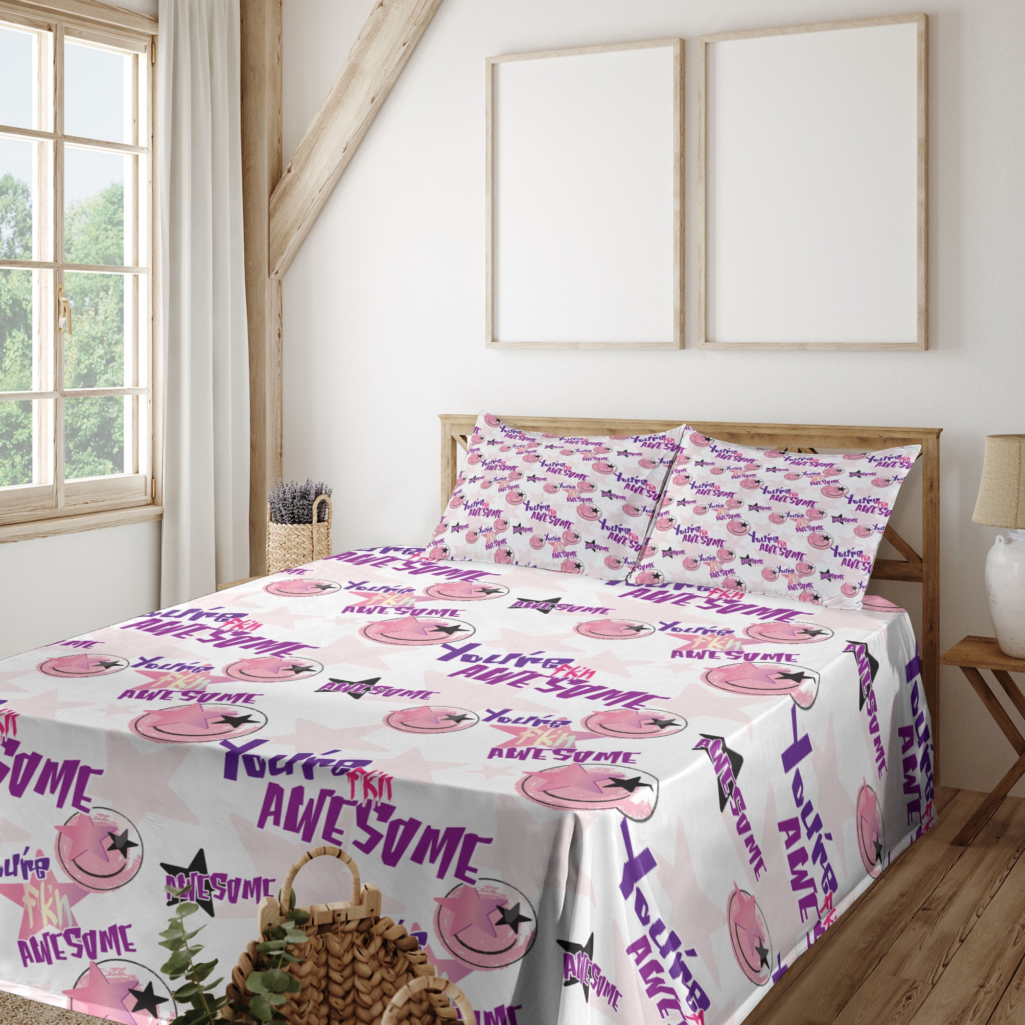 Emoji Sheet Set, Pinkish Starry Eyes Smiling Funny Faces with Modern ...