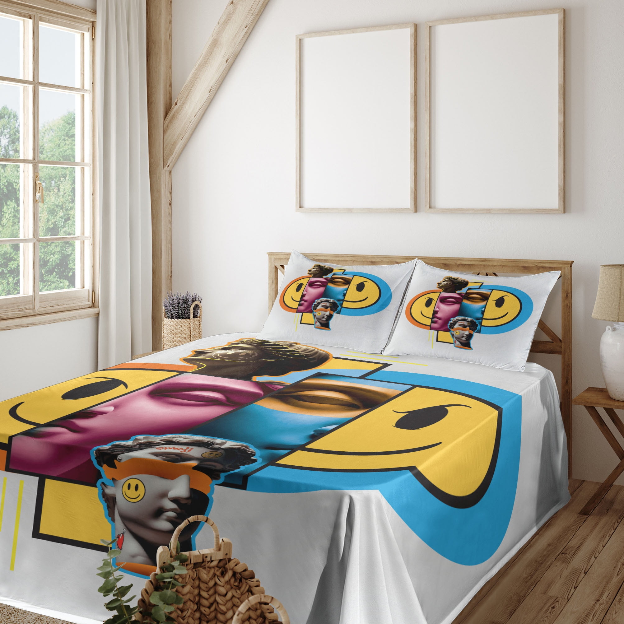 Emoji Sheet Set, Pop Art Funny Smiling Face Antique Sculptures in ...