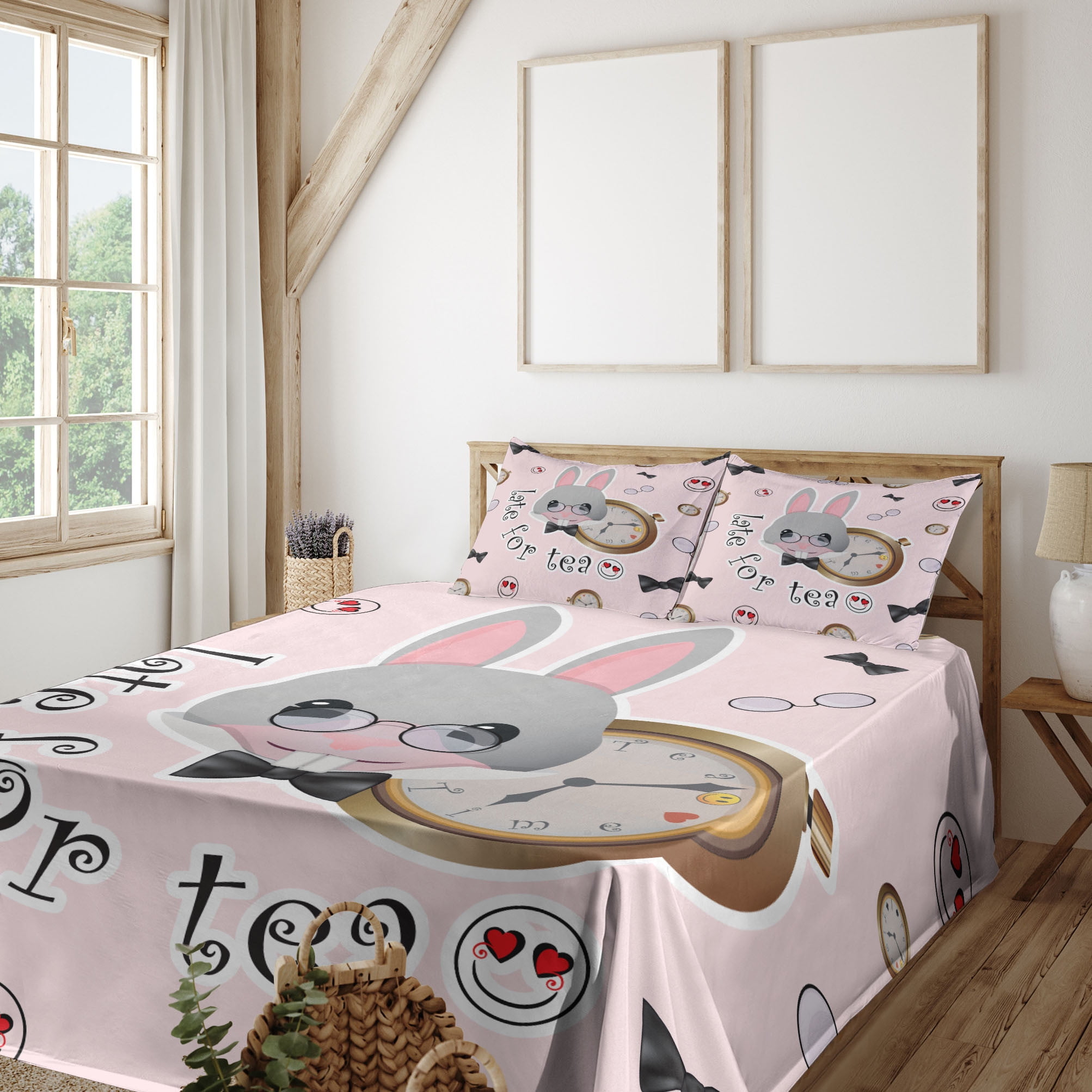 Emoji Sheet Set, Rabbit with a Classic Clock and Late for Tea Phrase ...