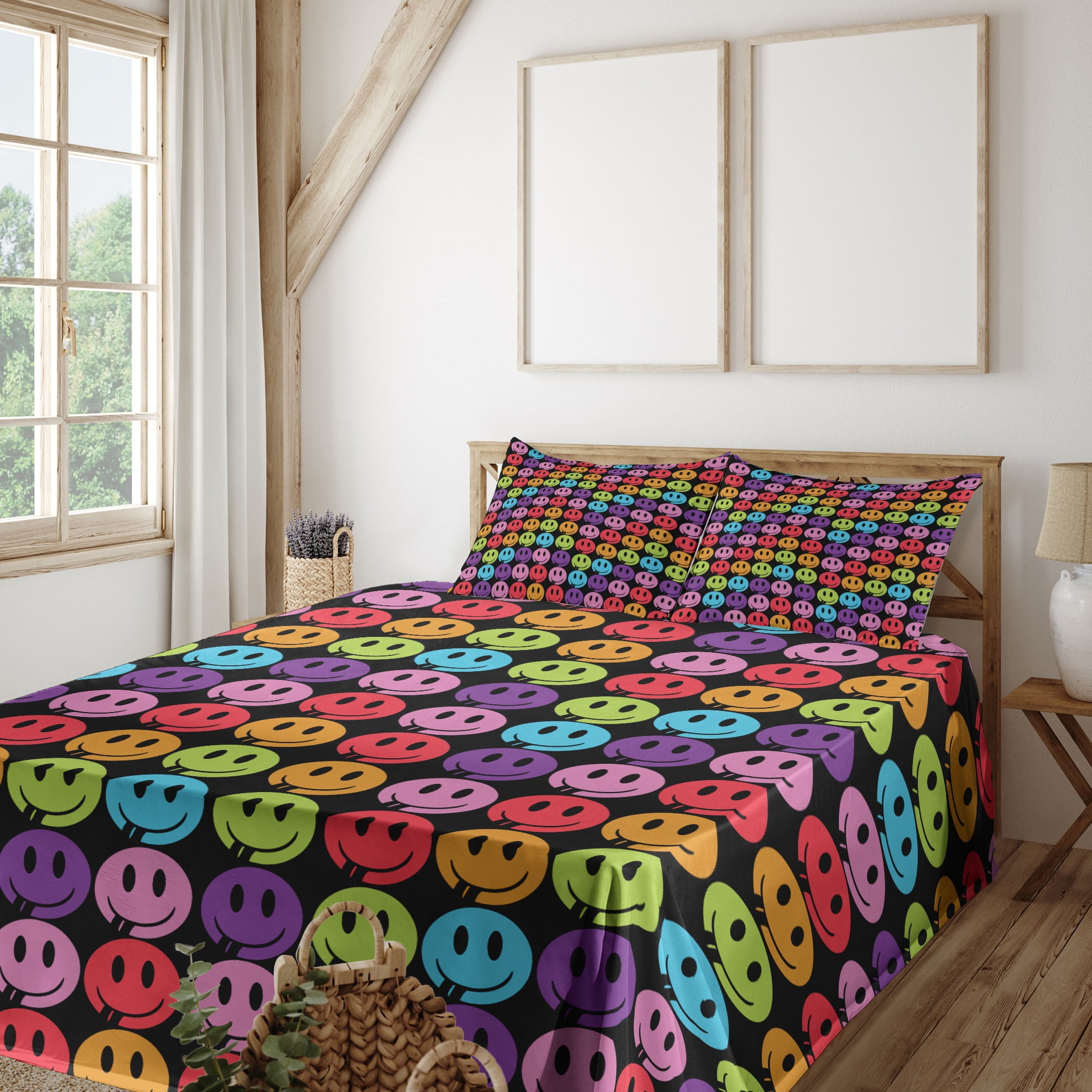 Emoji Sheet Set, Retro Wave Style Colorful Design Happy Round Faces ...