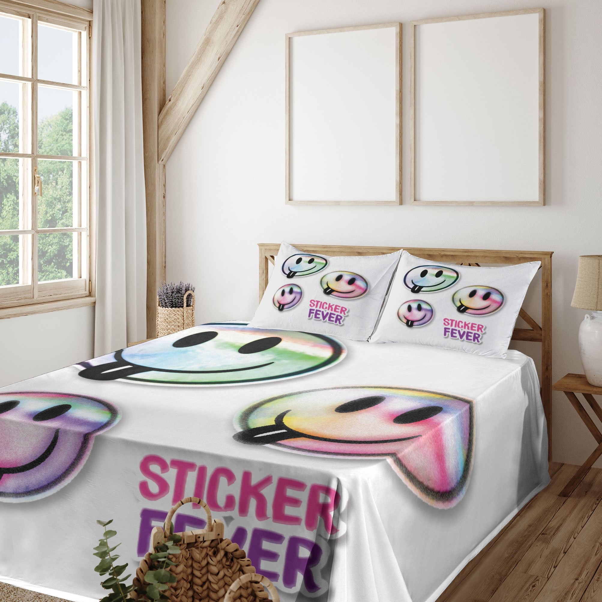 Emoji Sheet Set, Simple Soft Rainbow Colors Smiling Round Faces with ...