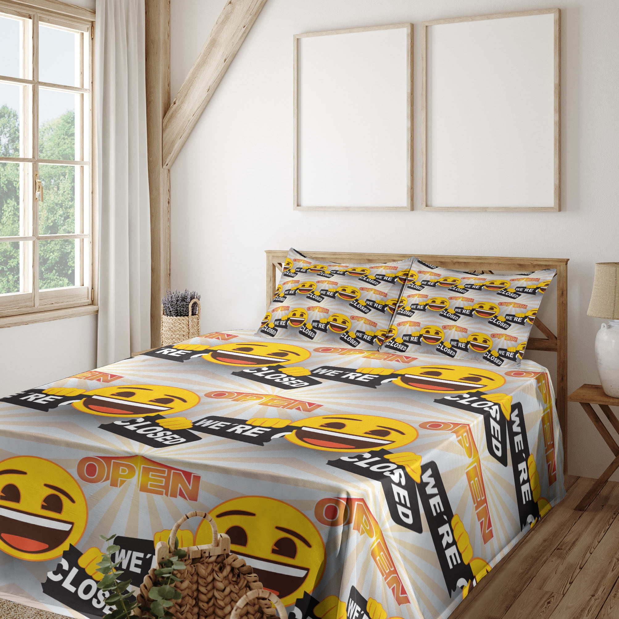 Emoji Sheet Set, Vintage Open Letterings Smiling Classic Yellow Faces ...