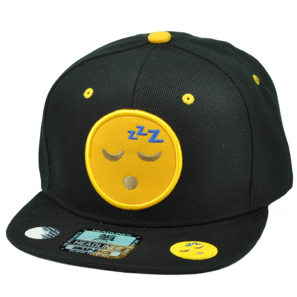 Emoji Sleeping Sleep Face Emoticons Text Symbol Snapback Hat Cap Flat ...