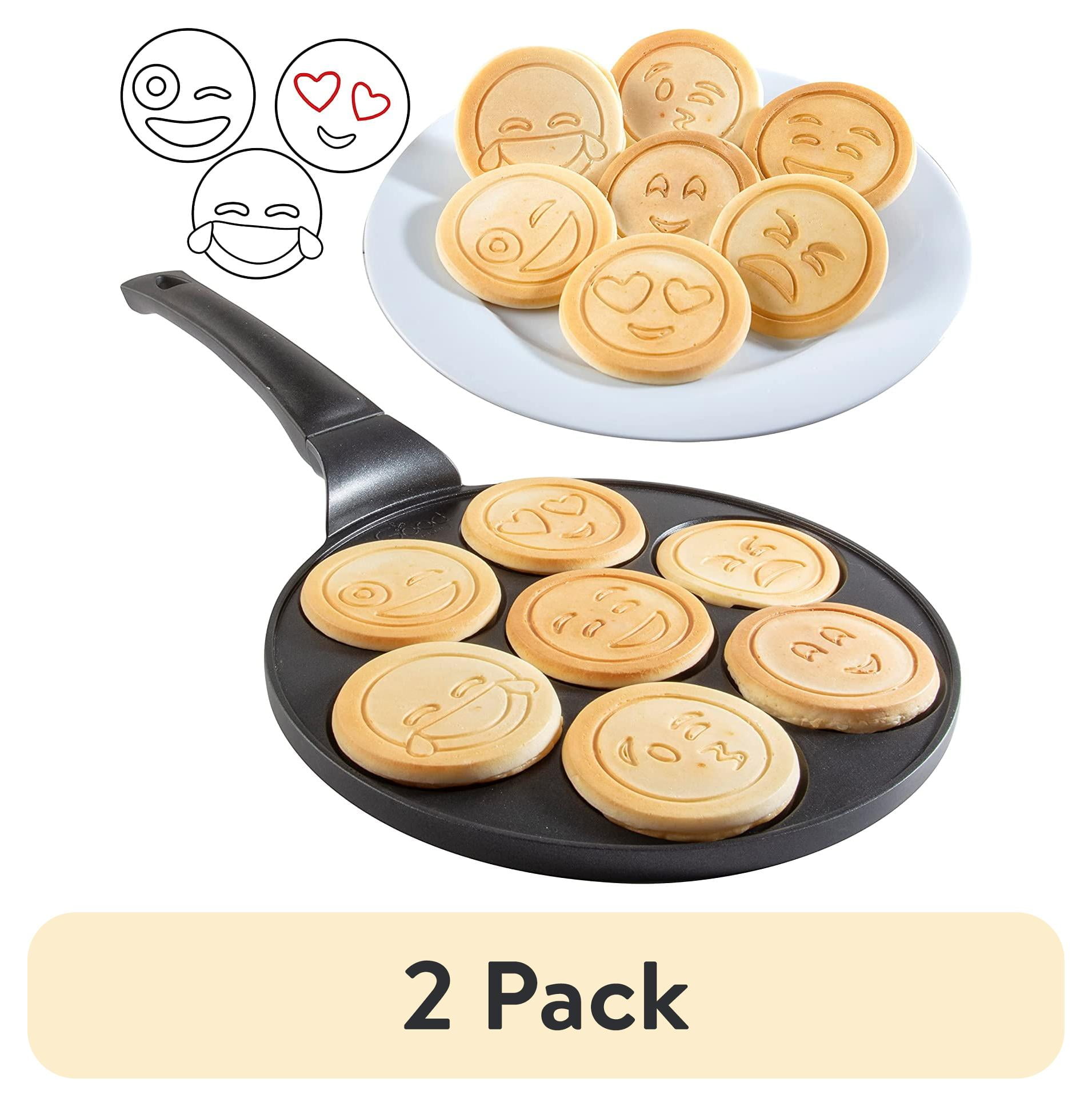 (2 pack) Emoji Smiley Face Pancake Pan - Non-stick Pan Cake Griddle ...