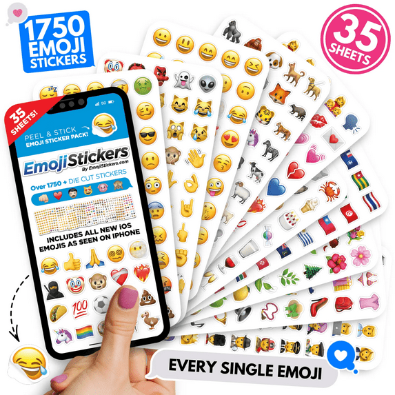 Emoji Sticker Pack 1750 Die Cut iPhone Emoji Stickers - Walmart.com