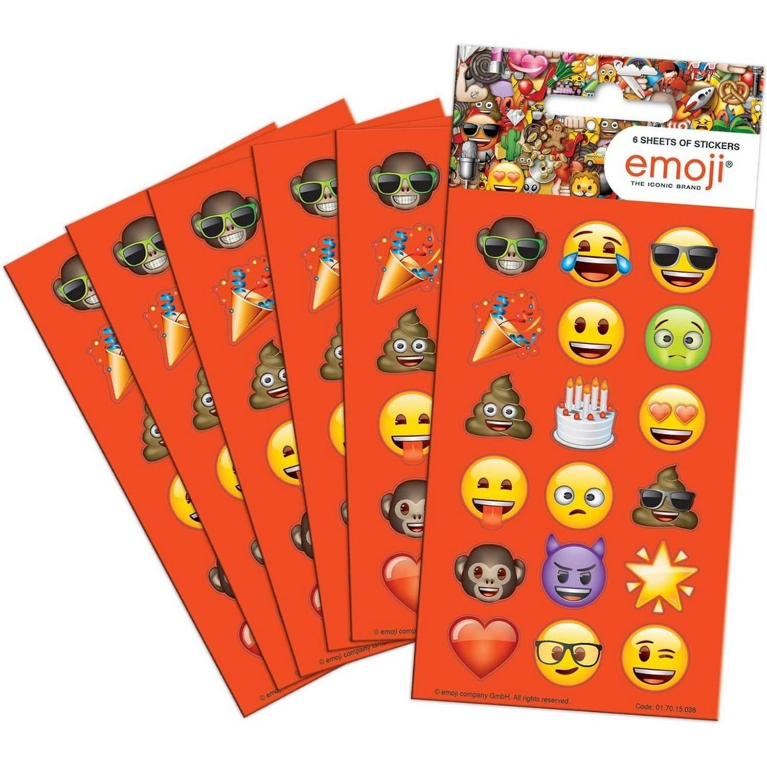 Emoji Sticker Sheet (Pack of 6) - Walmart.com