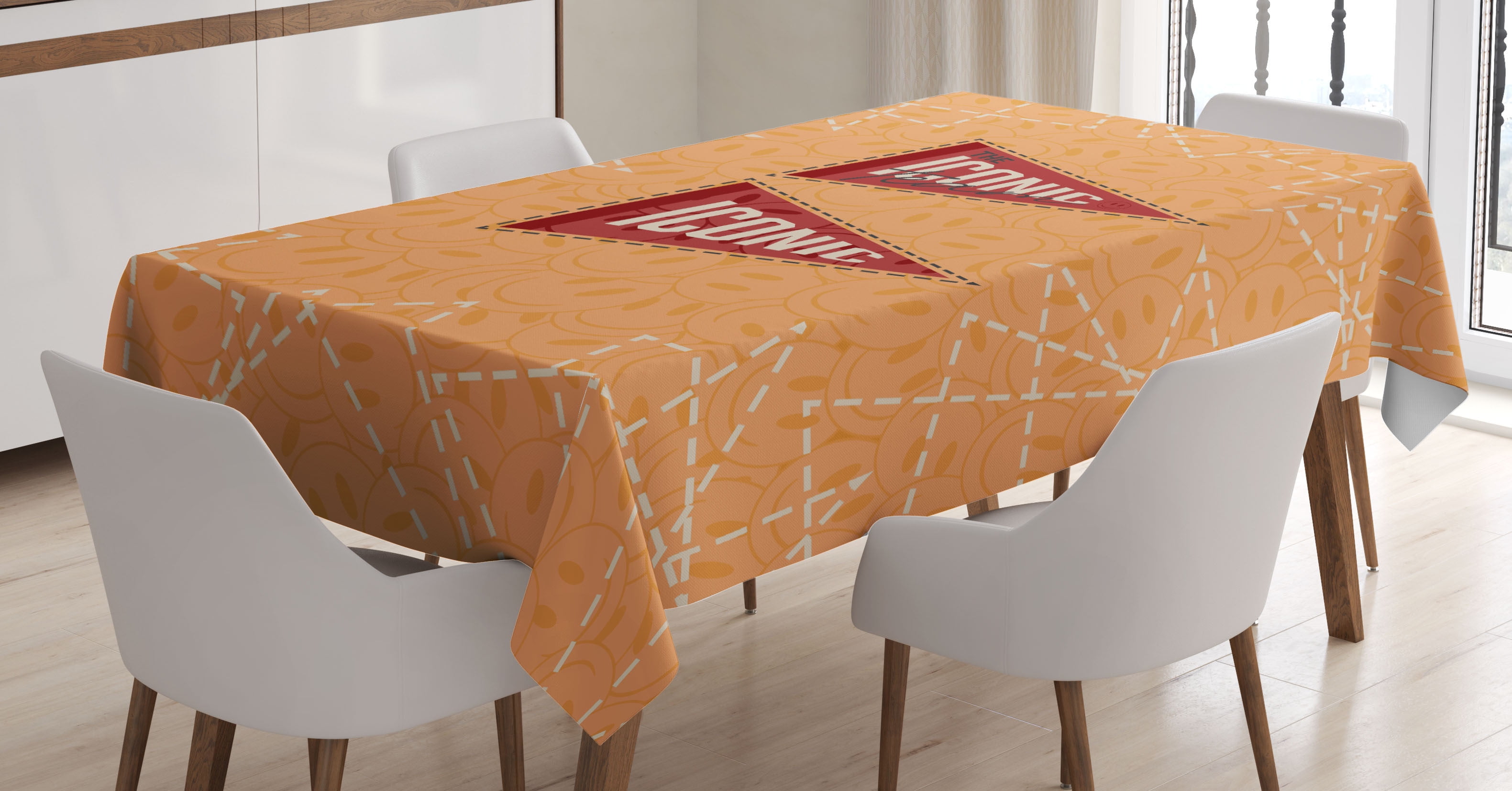 Emoji Tablecloth, Collage Themed Flag Triangle Shapes on Classic Simple ...