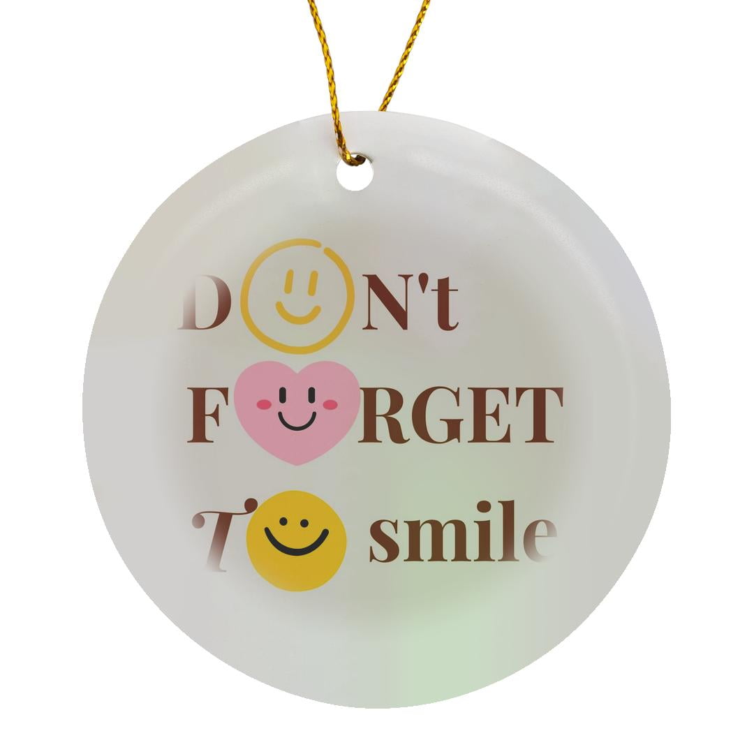 3drose, Emoji with Text of Dont Forget to Smile, Circle Porcelain ...