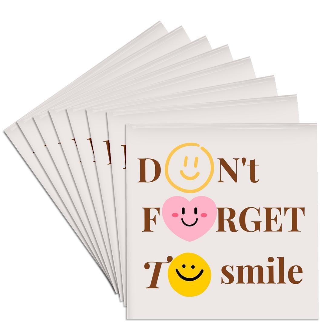 3drose, Emoji with Text of Dont Forget to Smile, Set of 8 Ceramic Tile ...