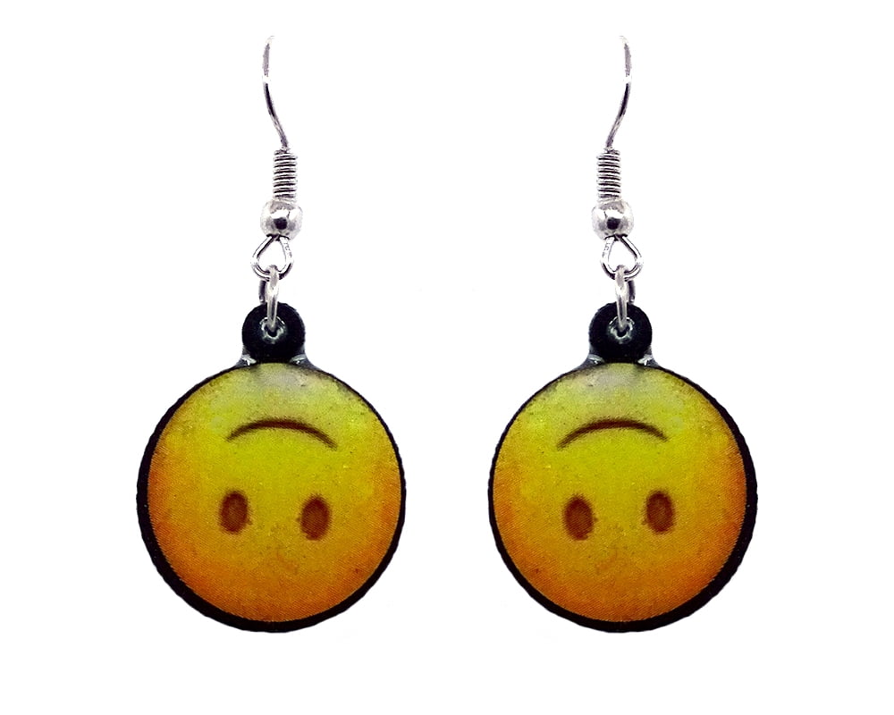 Emoji Yellow Face Graphic Dangle Earrings - Womens Fashion Handmade ...