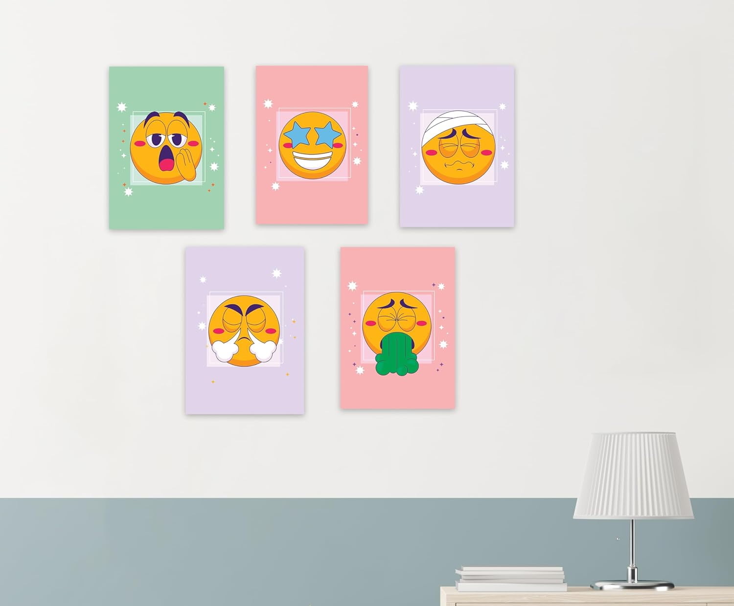 Emojis Vertical Wall Paper Poster Pack - Set of 5, A4 Size, 9x12 inch ...