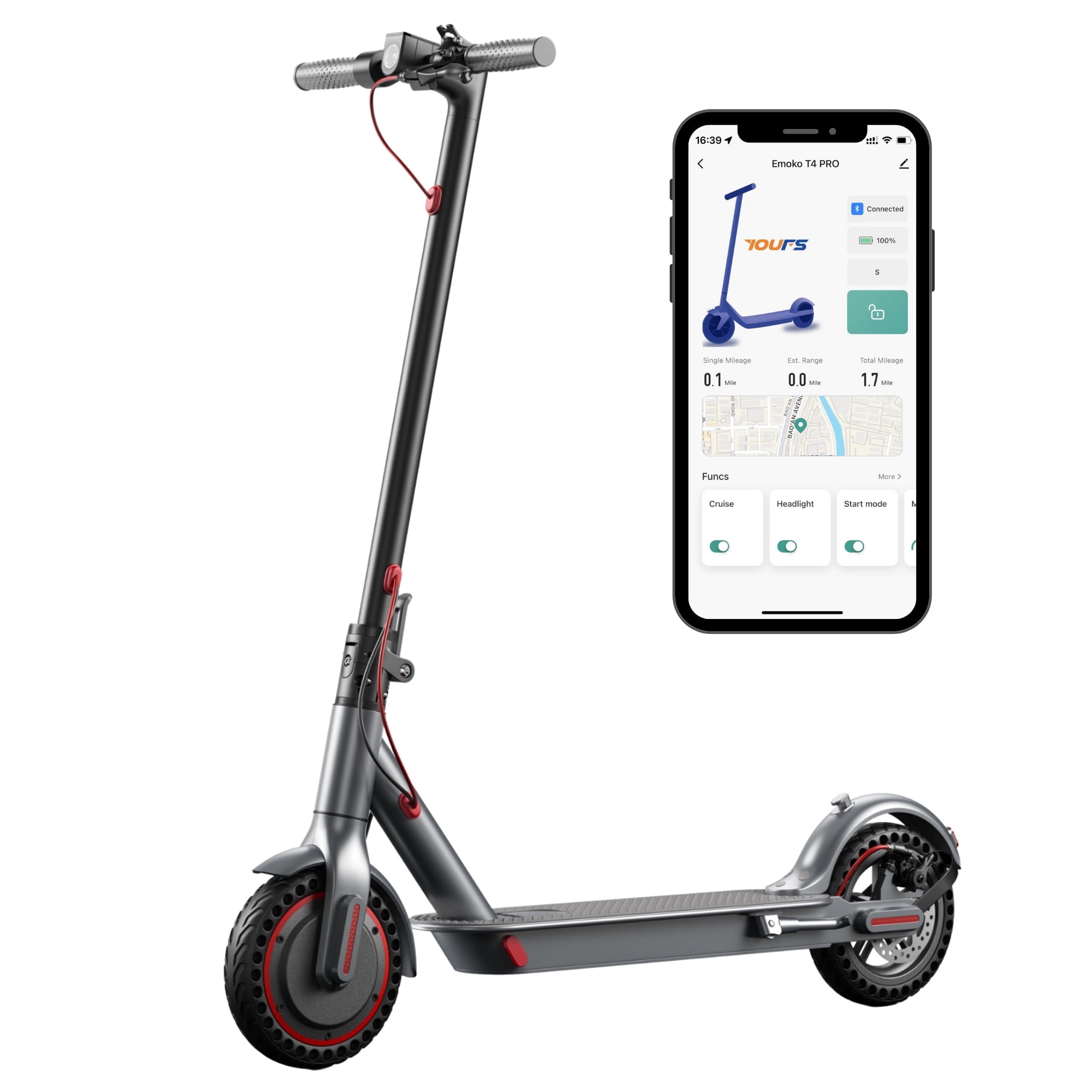 Emoko T4 PRO 350W Foldable Electric Scooter for Adults, 8.5 inch Tires ...