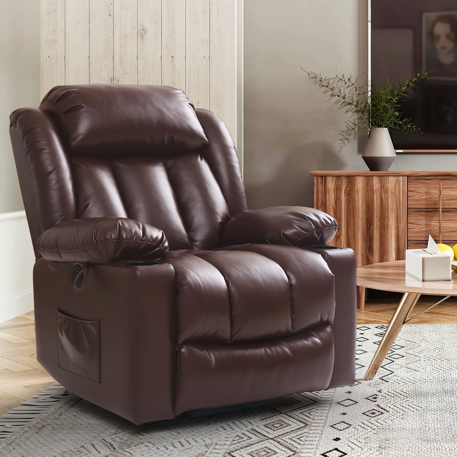 Emonia Breathing Leather Power Lift Heated Recliner with Vibrating ...