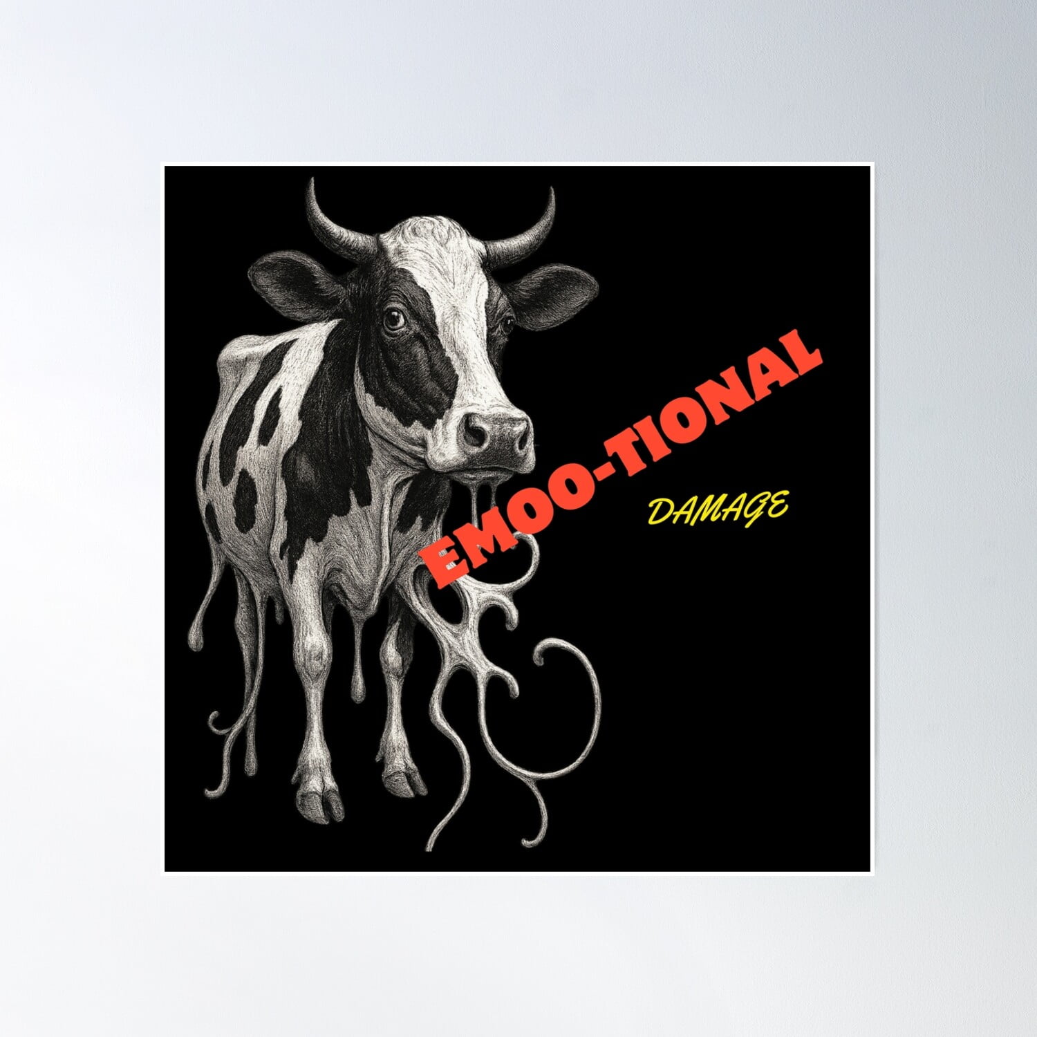 Emoo-Tional Damage – Surreal Cow Art / Sticker / Poster Poster Wall Art ...