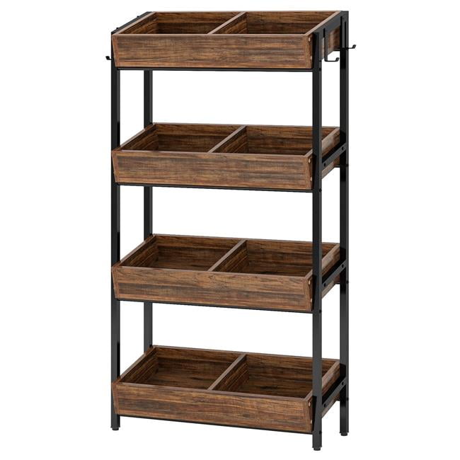 Emoottoo TB-JW0428 30 in. 4-Tier Display Rack with Hooks - Tall Metal ...