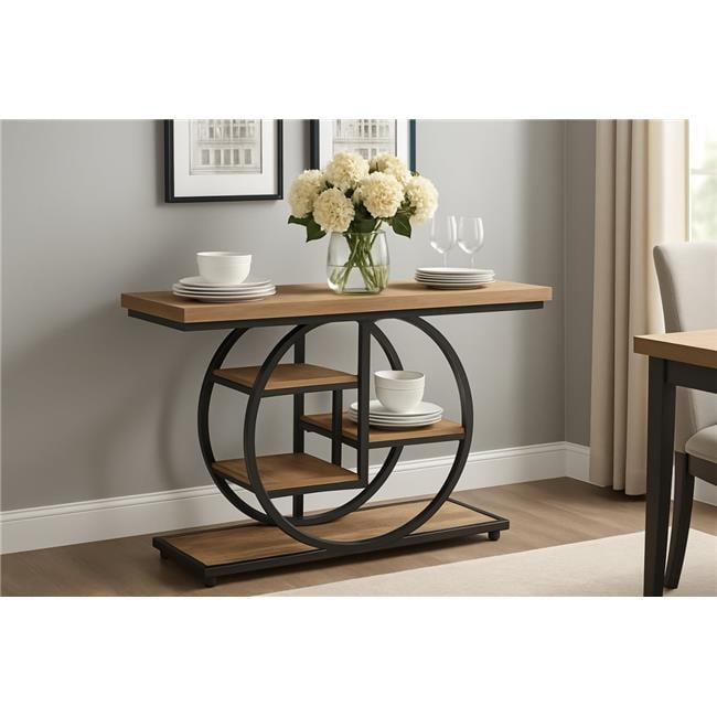 Emoottoo TB-JW0767 41.3 in. Industrial 4-Tier Console Table with Circle ...