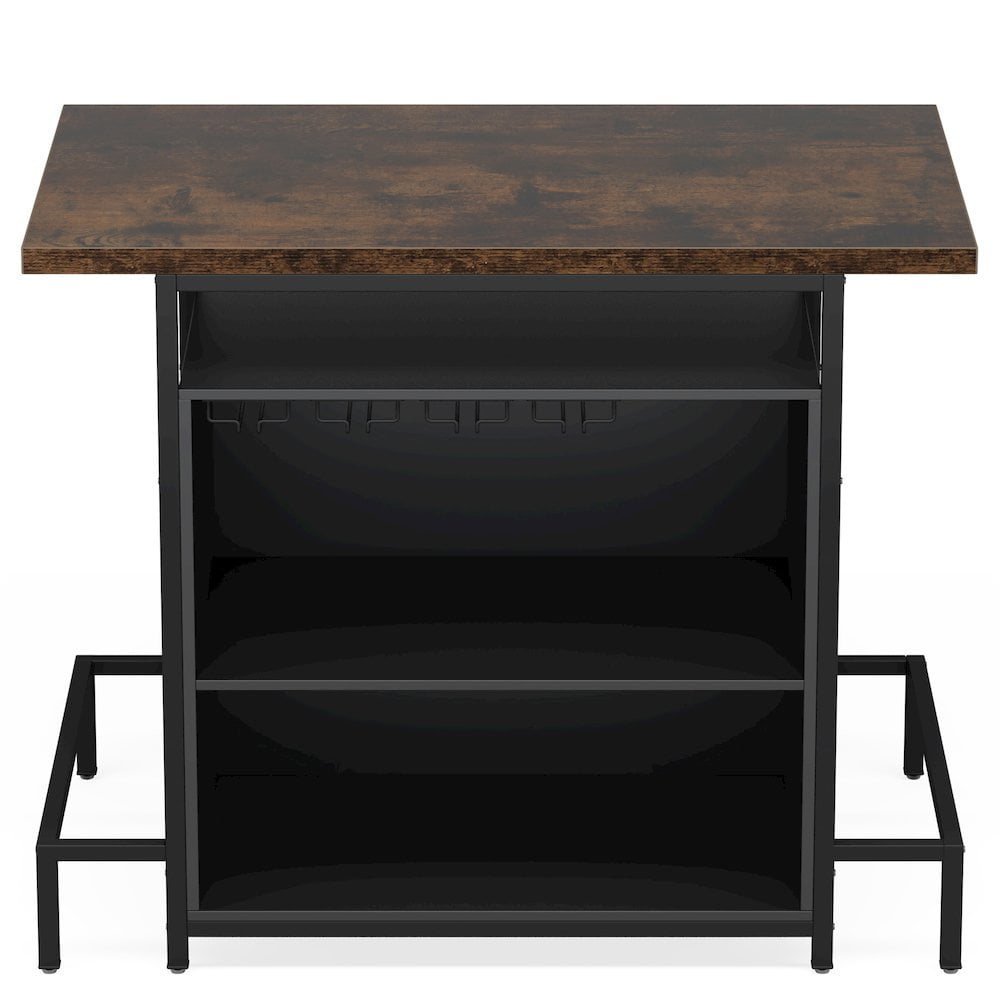 Emoottoo Industrial Bar Unit - Black & Brown Pub Table with 3 Tier ...