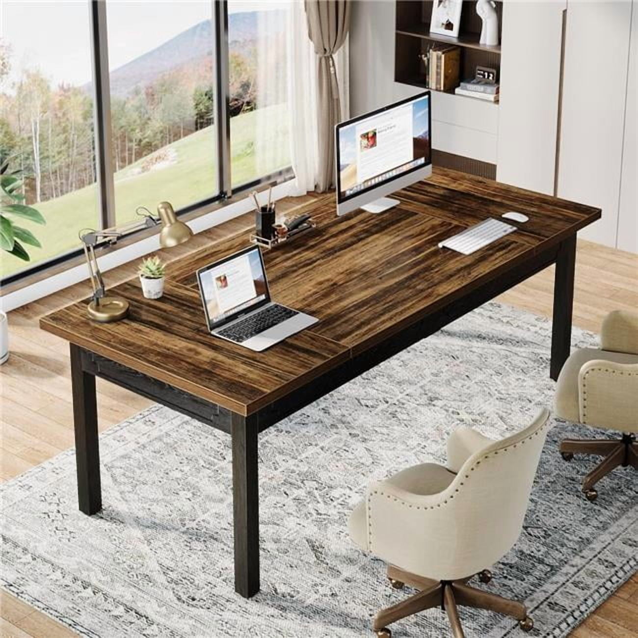 Emoottoo TB-F2057 63 in. Executive Office Desk - Rustic Industrial ...