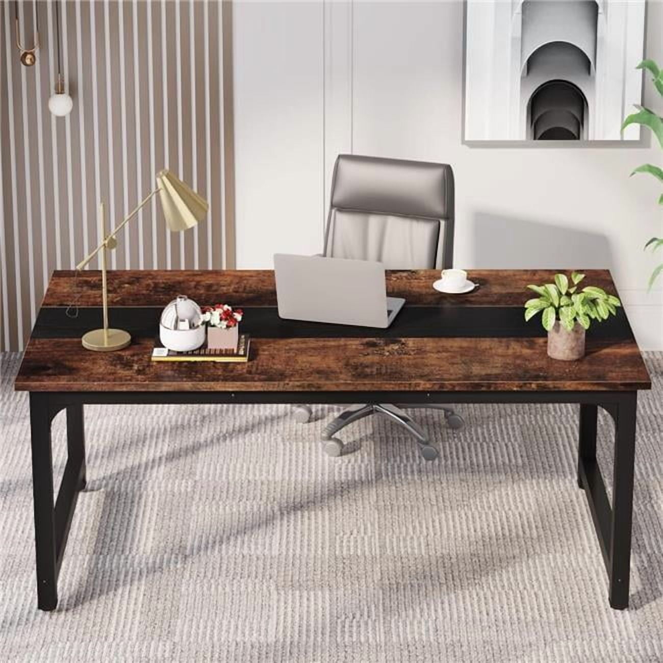 Emoottoo TB-U0170 63 in. Large Modern Computer Desk with Steel Frame ...