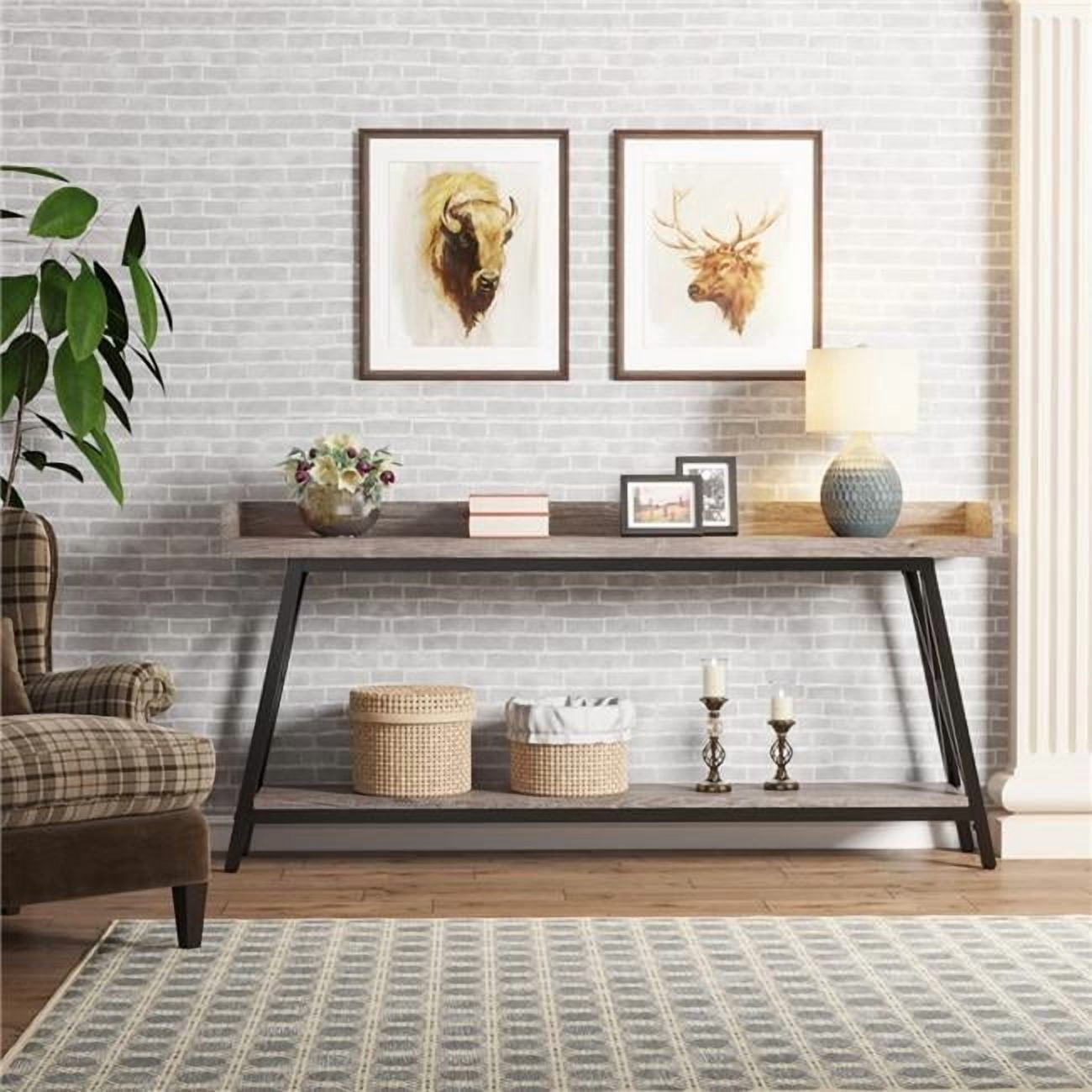 Emoottoo TB-F1800 70.9 in. Extra Long Industrial Console Table - Narrow ...