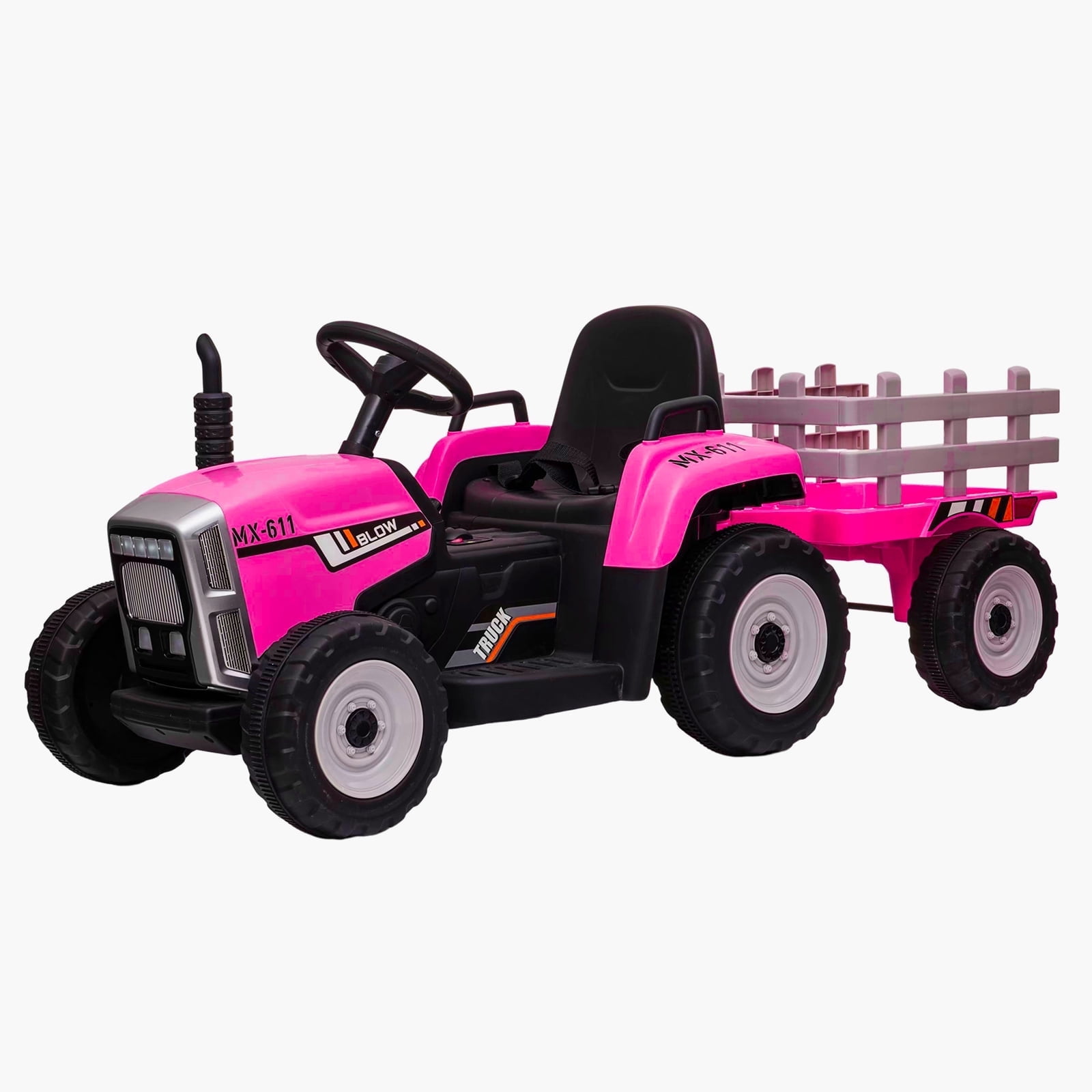 Emorefun 12V Kids Ride on Tractor with Trailer,Toddler Ride On Car w ...