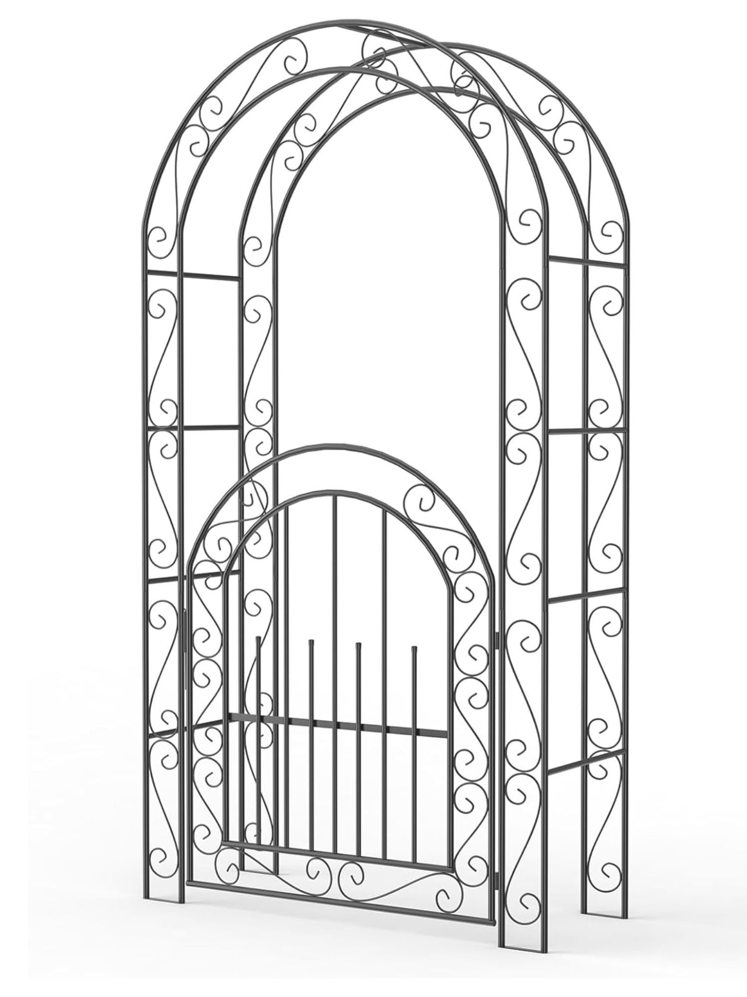 Emorefun Garden Arch Trellis, 7ft Metal Trellis with Gate for Climbing ...