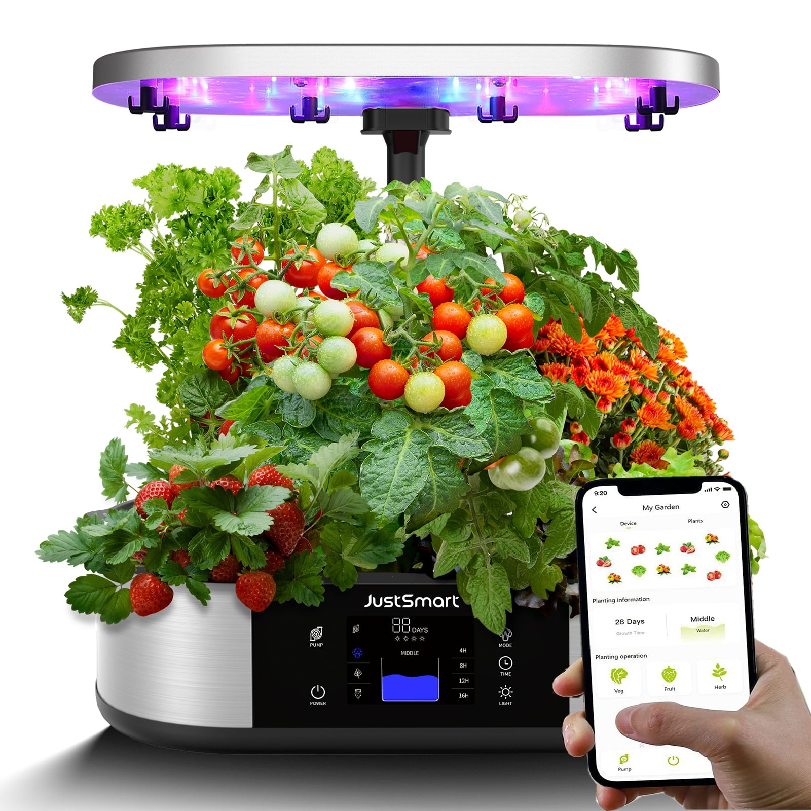 Emorefun Smart WiFi Hydroponics Growing System, 12 Pods Indoor Garden Germination Kit with APP ...