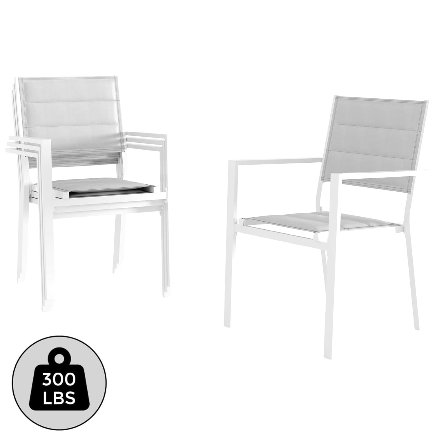 Emorefun Stackable Patio Chairs, Metal Outdoor Chairs with Armrest ...