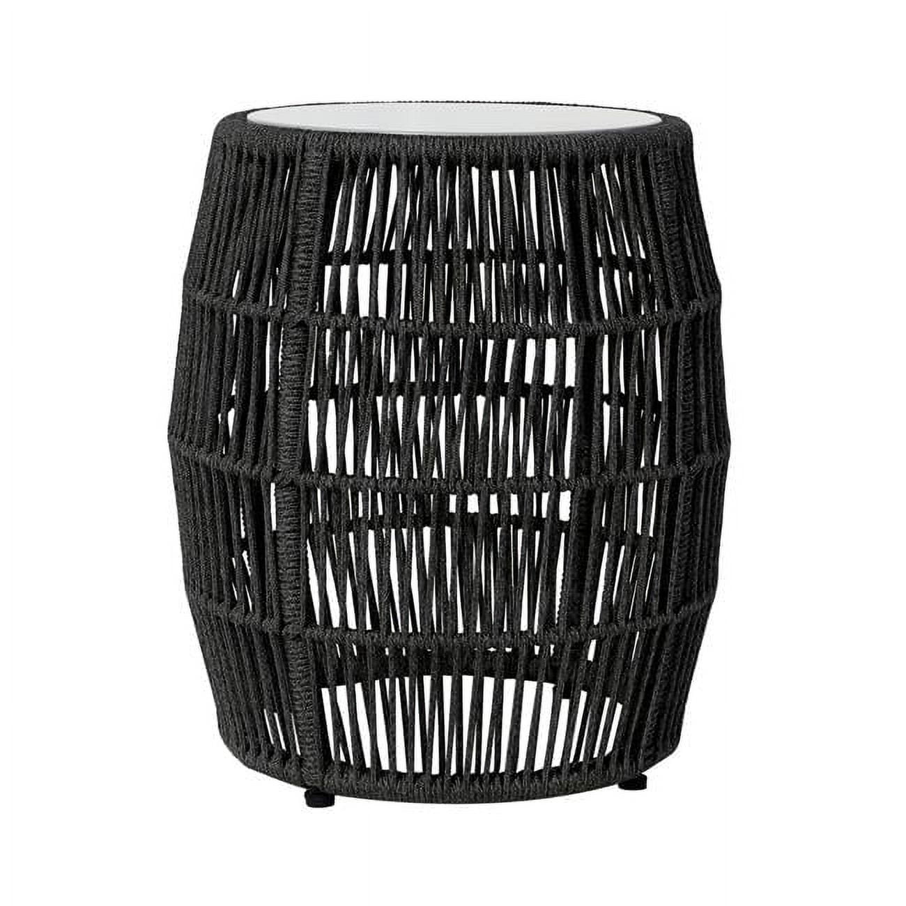 Emory Indoor Outdoor Garden Stool End Table in Charcoal Rope and Gray ...