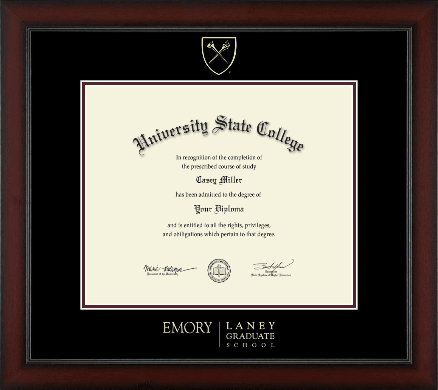 Emory University Laney Graduate School Diploma Frame, Document Size 17 ...
