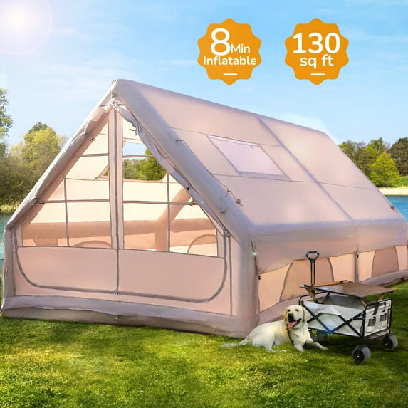 Emossie 4-10 Person Inflatable Tent, Waterproof, 2 Rooms 2 Doors,Easy ...