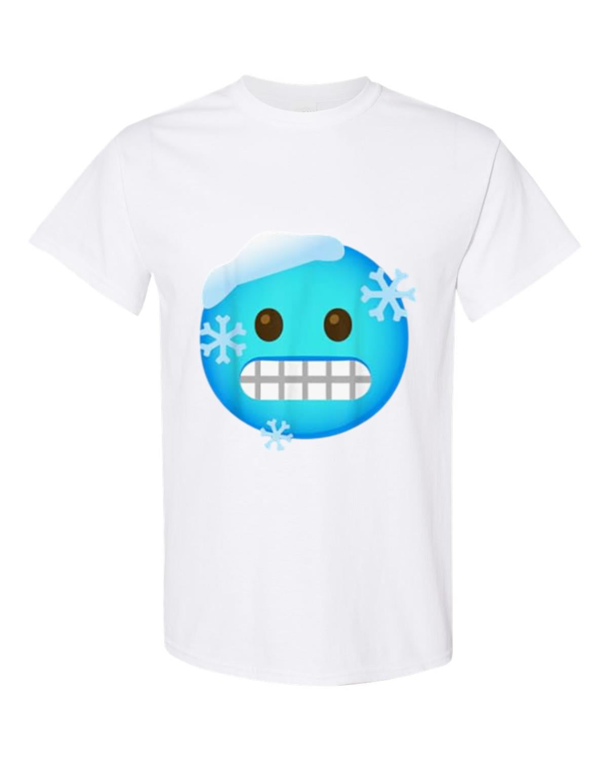 Emoticon Cold Freezing Face Funny Winter Chill Expression Mood T-Shirt ...
