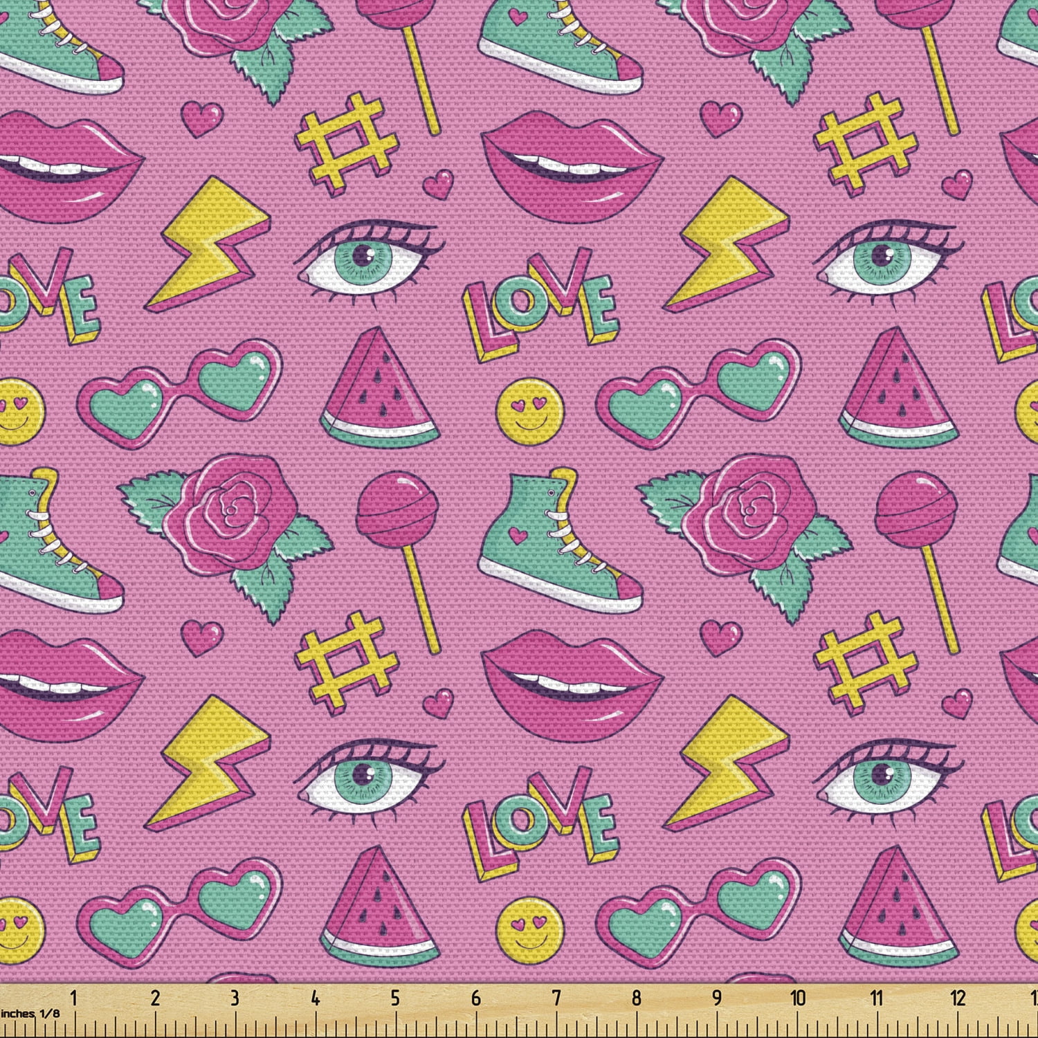Ambesonne Pop Art Fabric by the Yard Upholstery, Vintage Design Pattern ...