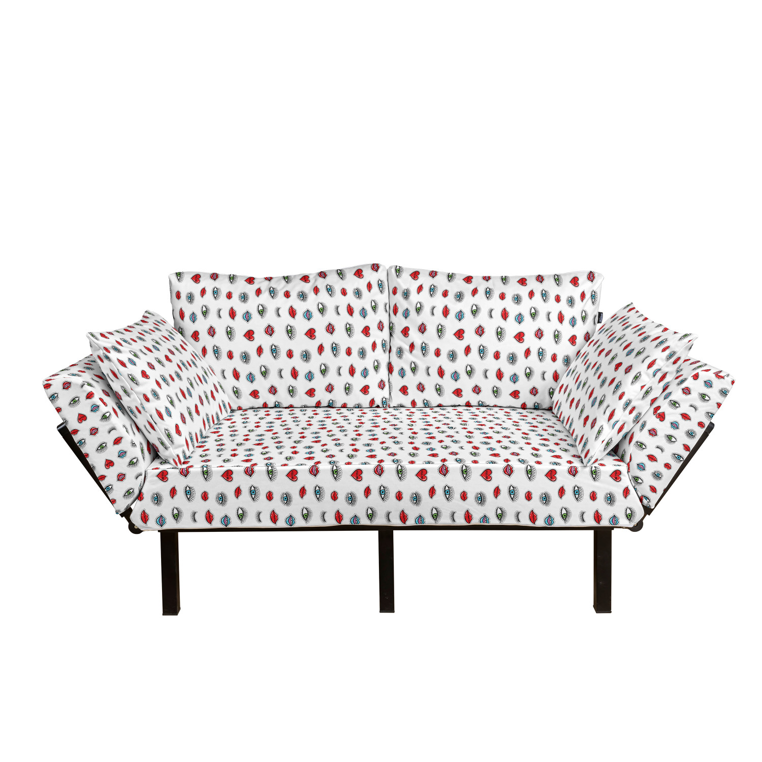 Emoticon Futon Couch, Beauty Illustration of Open Close Eyes in Hand ...