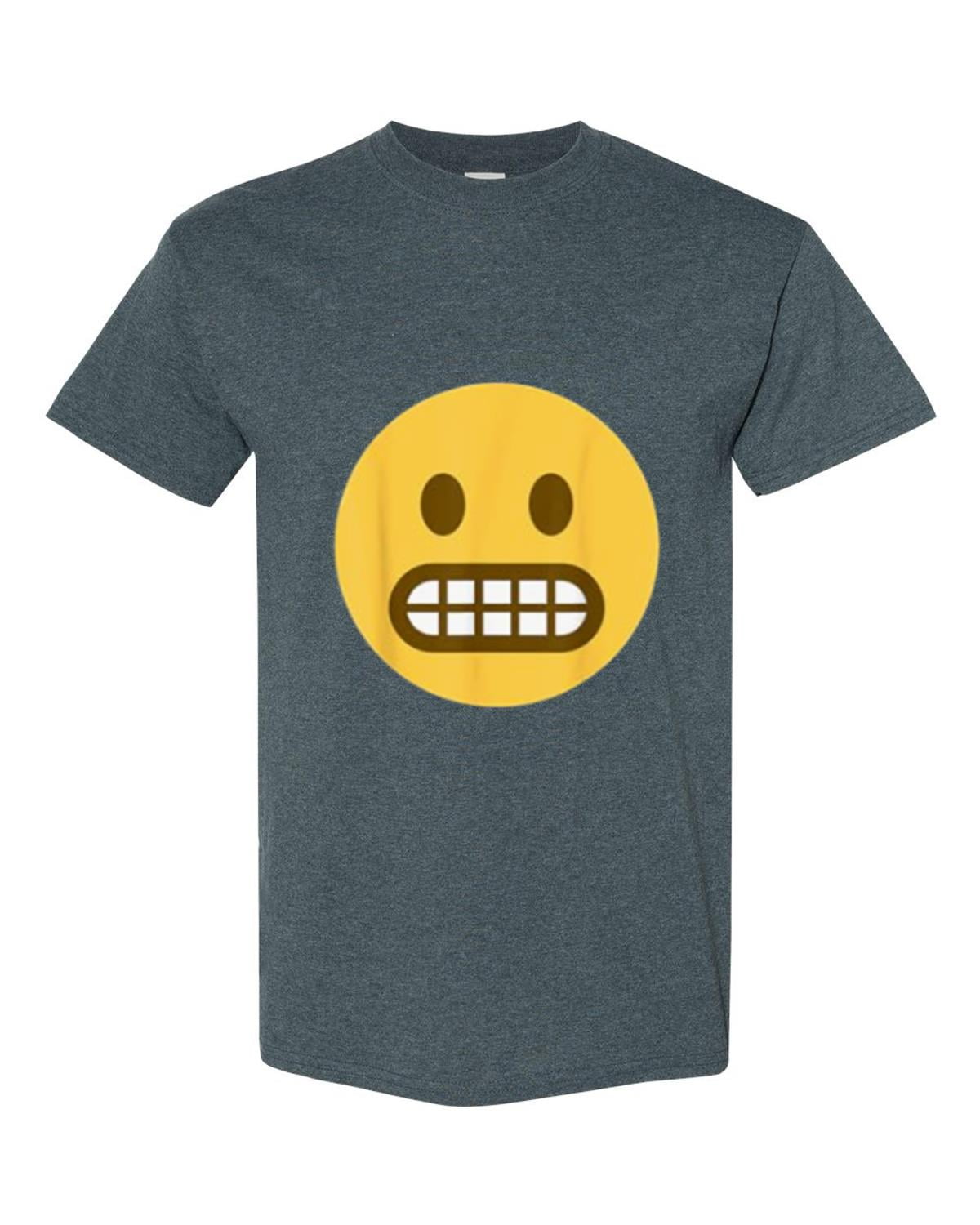 Emoticon Grimacing Face Awkward Cringe Reaction Funny Graphic T-Shirt, for men & women, up to ...