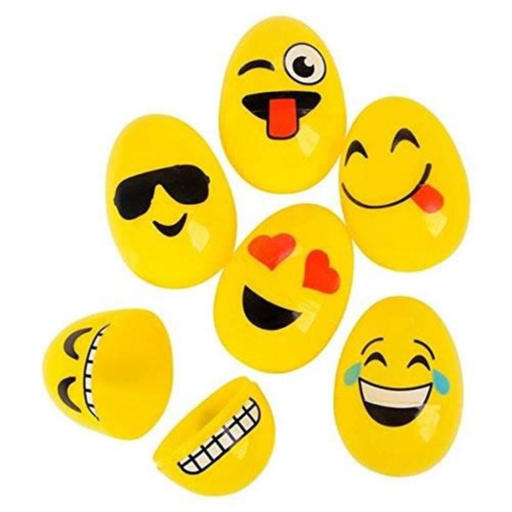 Emoticon Plastic Easter Egg Hunt Set 12 Count Emoji Faces Colorful Fun ...