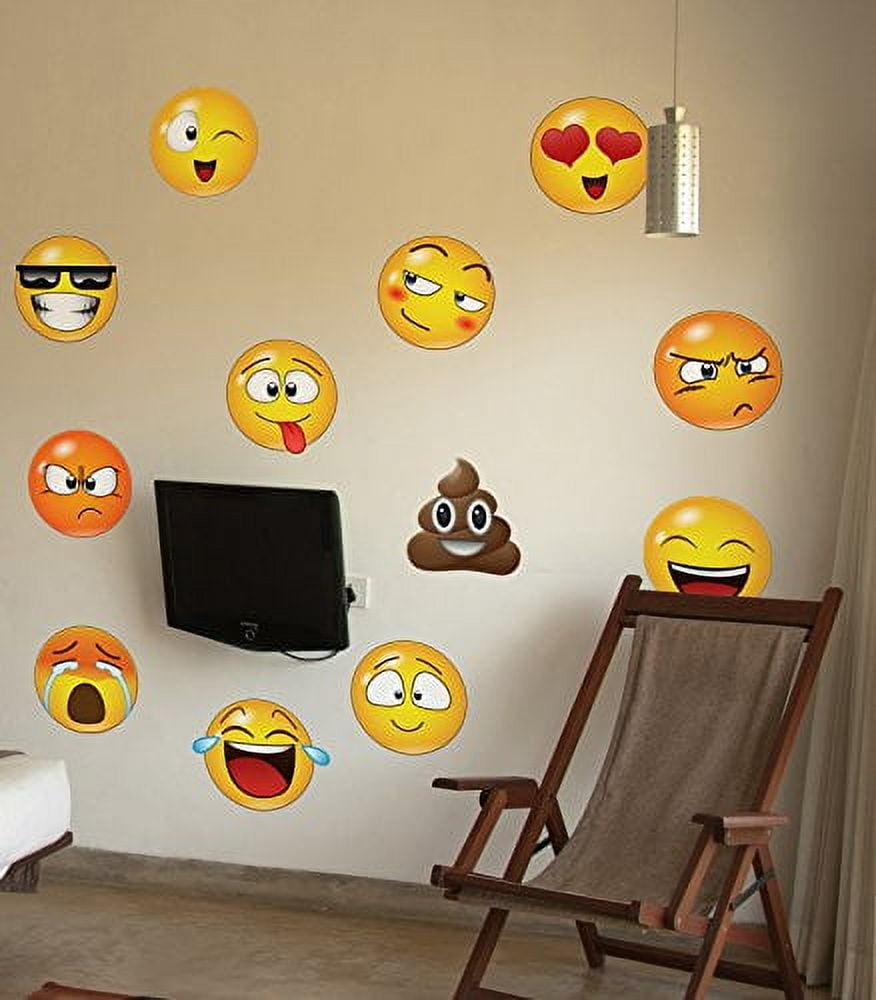 Emoticon Smiling Faces Wall Decal Stickers. #6052 (10 inch Faces ...