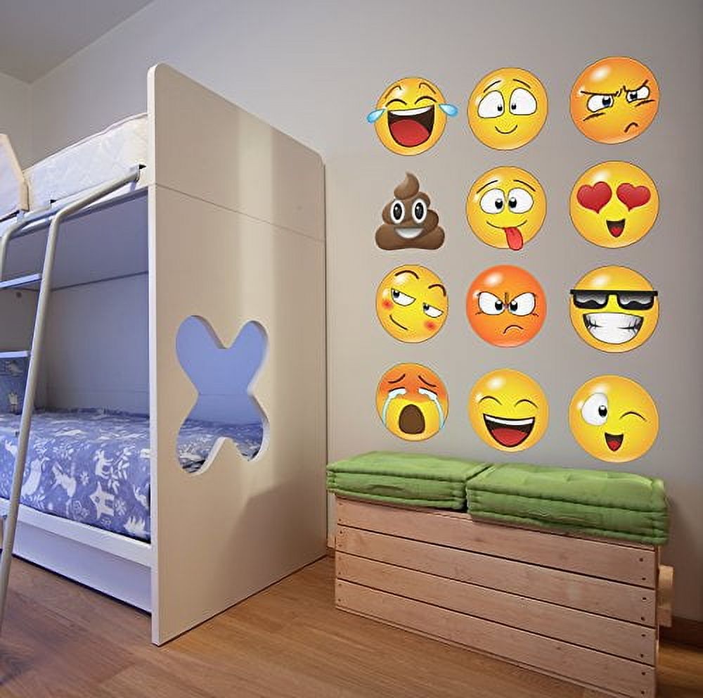 Emoticon Smiling Faces Wall Decal Stickers. #6052 (10 inch Faces ...