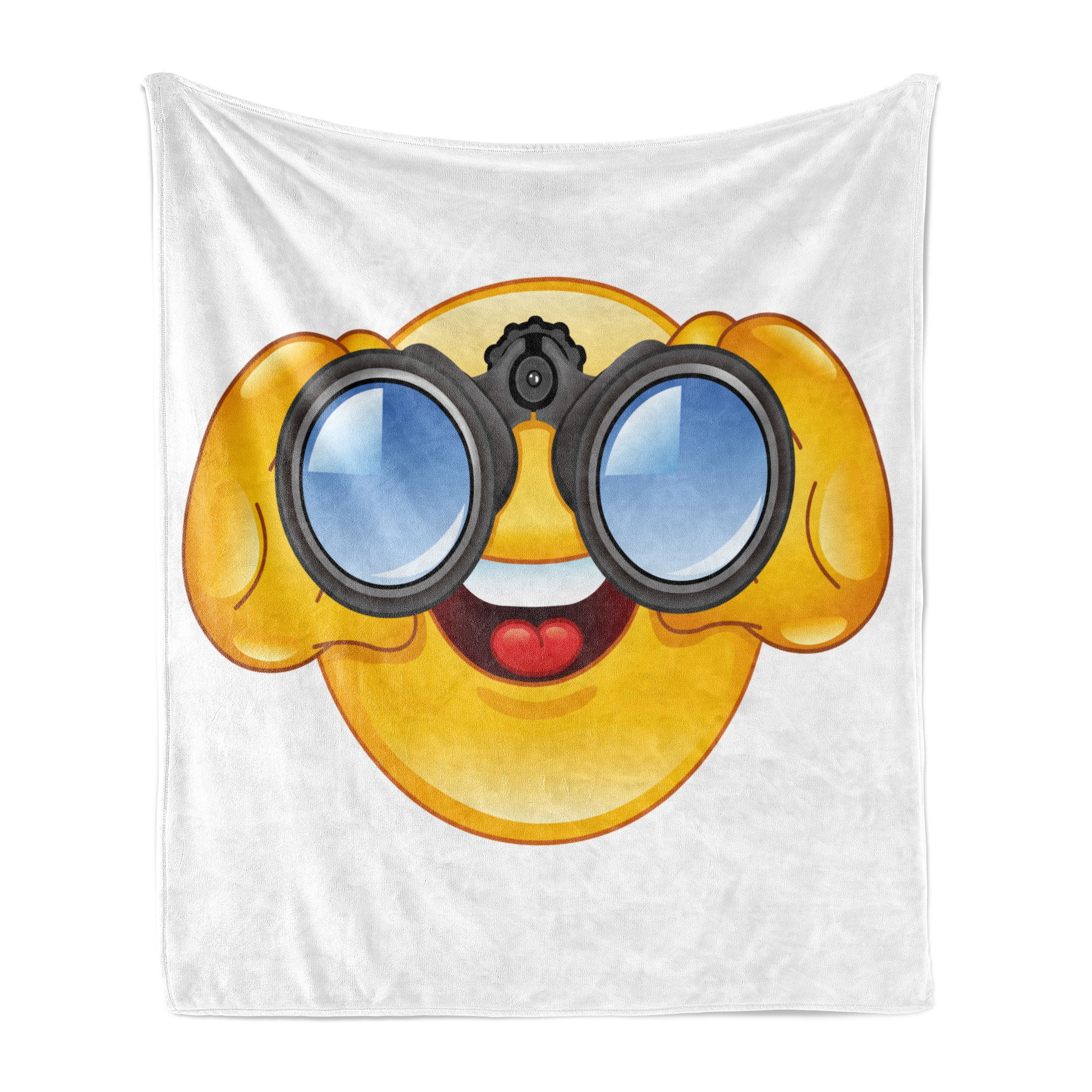 Emoticon Soft Flannel Fleece Blanket, Smiling Face with Telescope ...