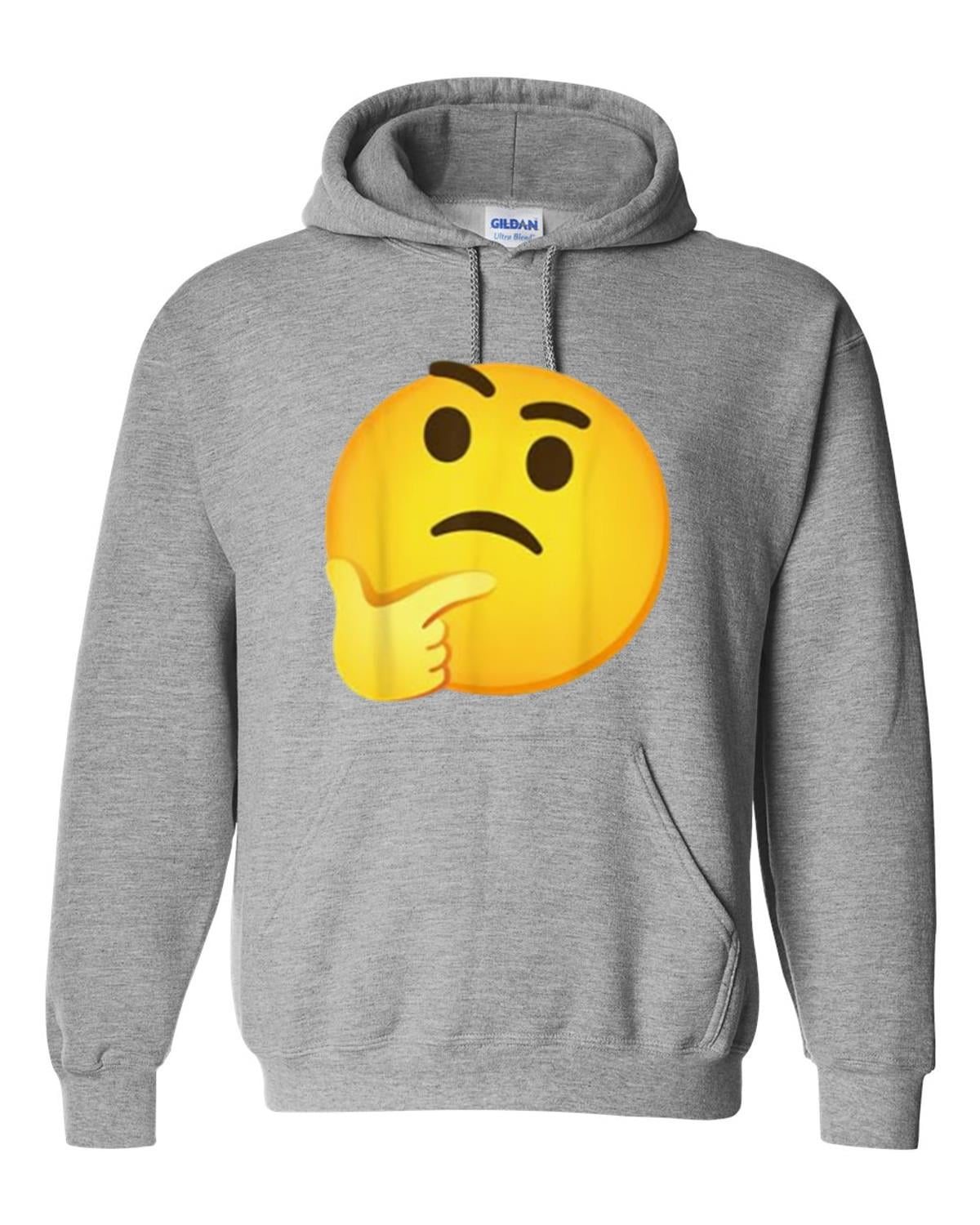 Emoticon Thinking Face Thinker Confused Mood Meme Graphic Art Hoodie ...